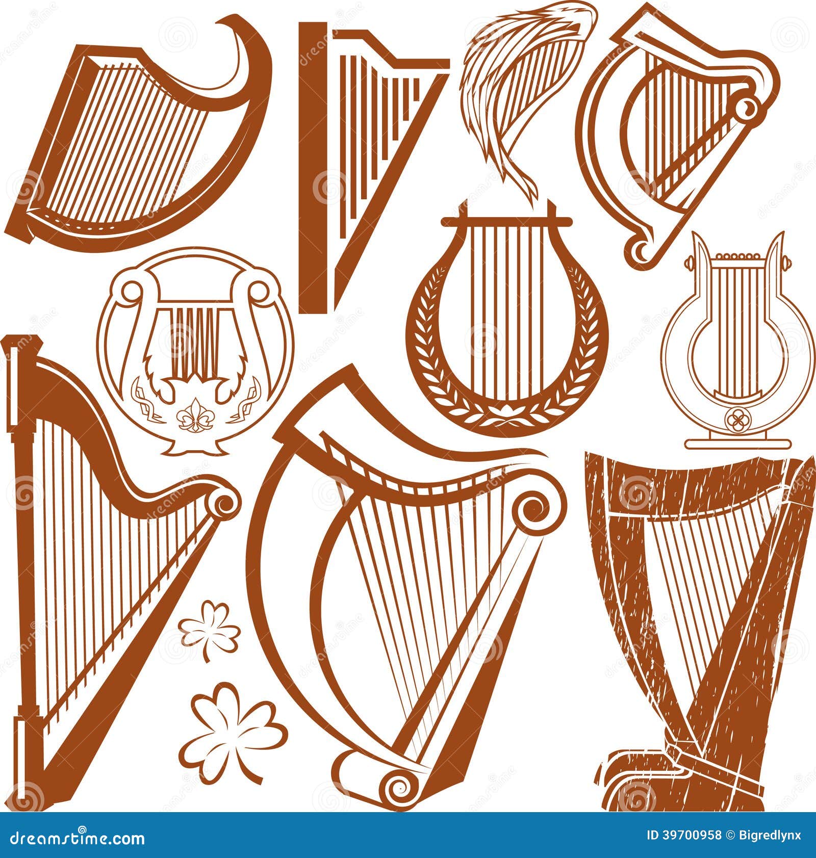 Colección de la arpa ilustración del vector. Ilustración de instrumentos - 39700958