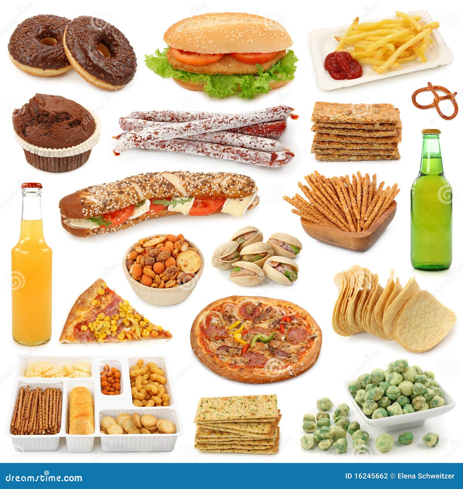 Colección De La Comida Basura Foto de archivo - Imagen de virutas, surtido: 16245662
