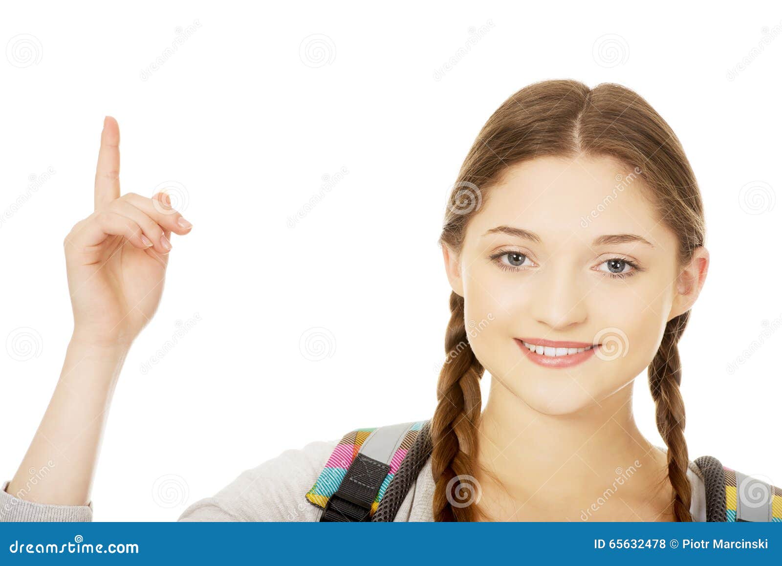 Colegiala que destaca foto de archivo. Imagen de fondo - 65632478