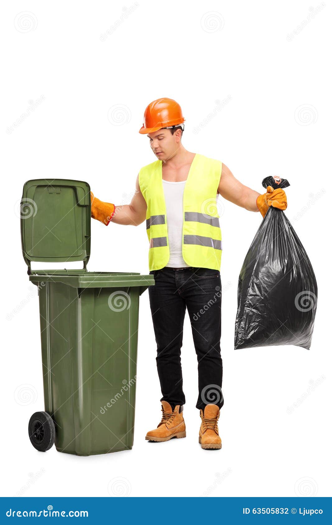 Coletor Waste Do Homem Que Pegara O Lixo Foto de Stock - Imagem de lata ...