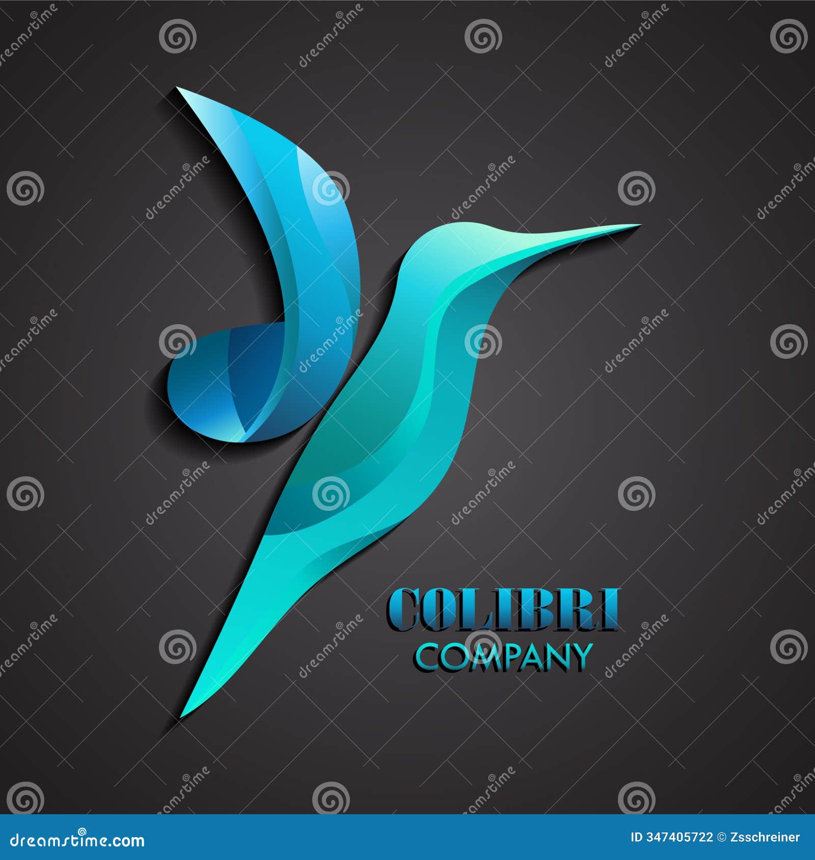 Colibri Bird Design Stylized Glossy Logo Vector Illustration ...