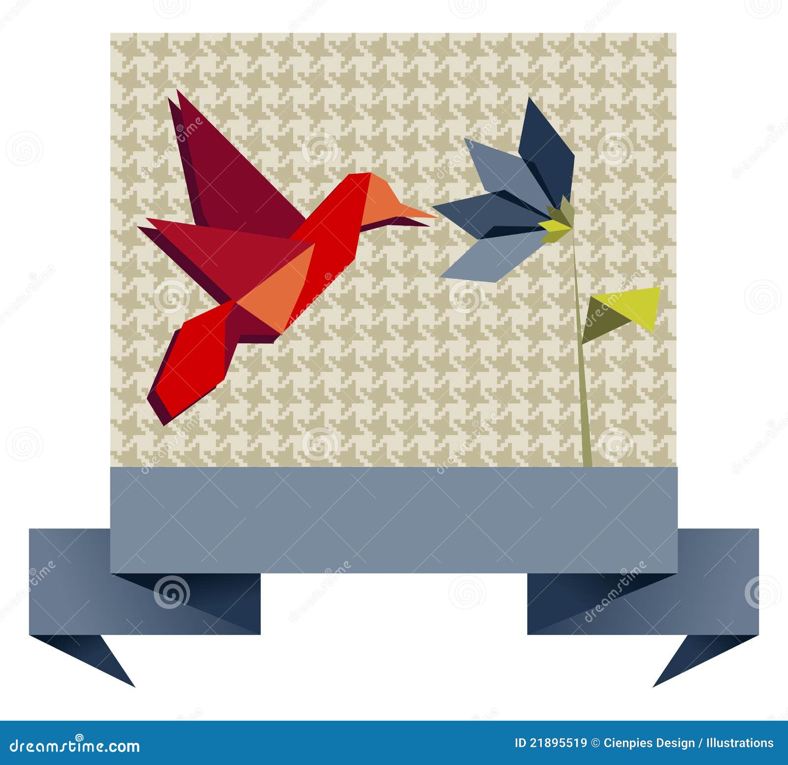 Colibri Simple D'Origami Au-dessus De Configuration De Textile ...