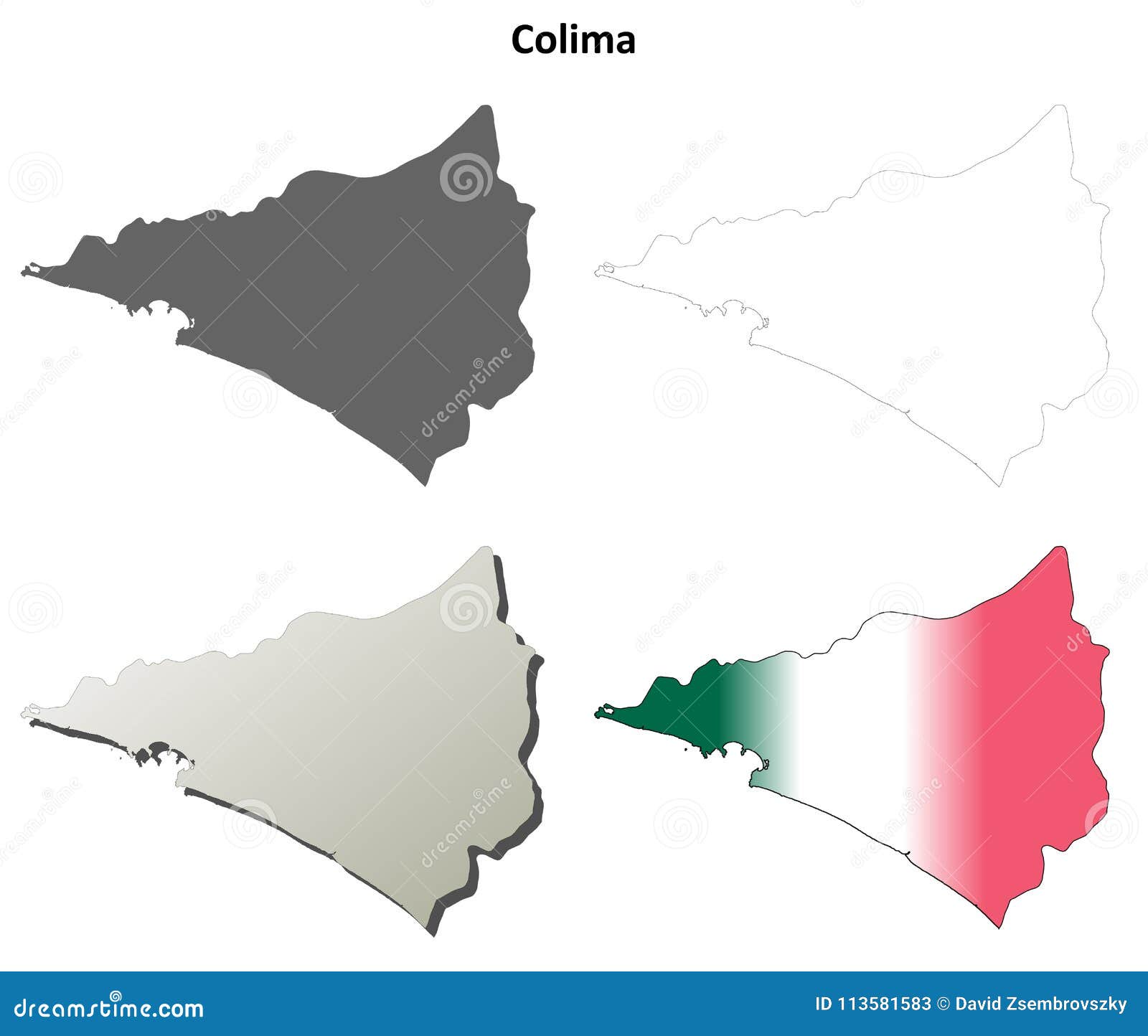 Colima Blank Outline Map Set Stock Vector - Illustration of detailed ...