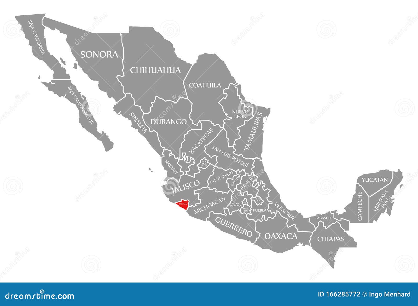 Colima Red Highlighted in Map of Mexico Stock Illustration ...