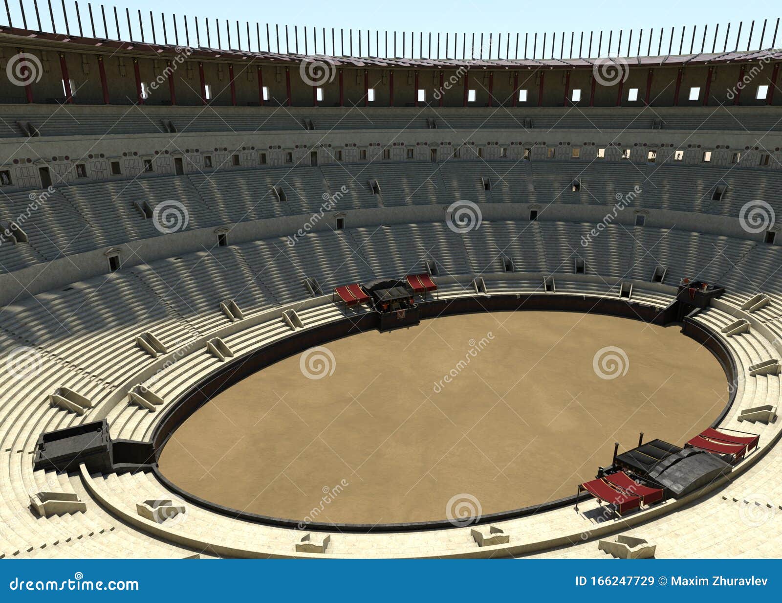 Coliseum Amphitheater In Rome Reconstruction 3d Illustration Royalty ...