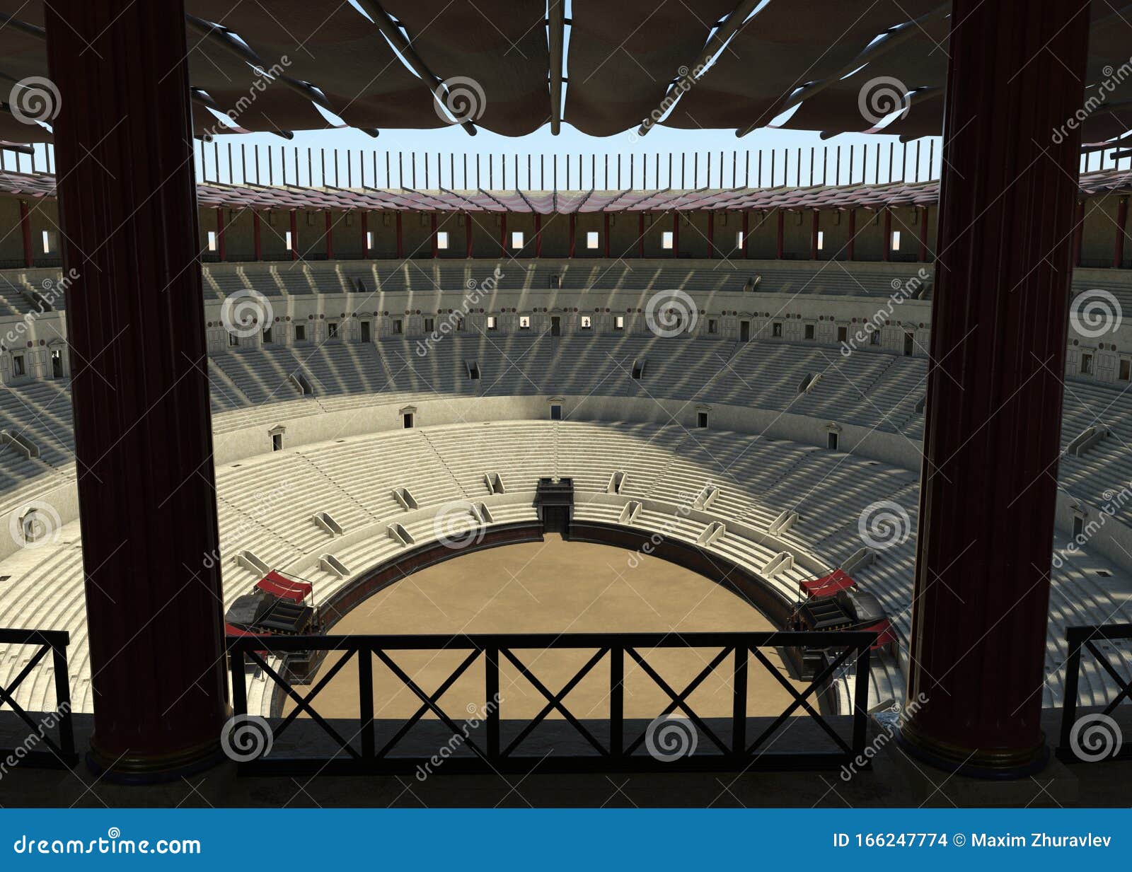 Coliseum Amphitheater In Rome Reconstruction 3d Illustration Royalty ...