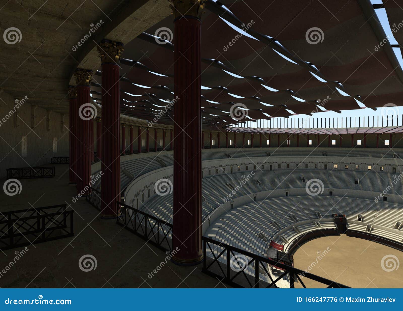 Coliseum Amphitheater in Rome Reconstruction 3d Illustration Stock ...