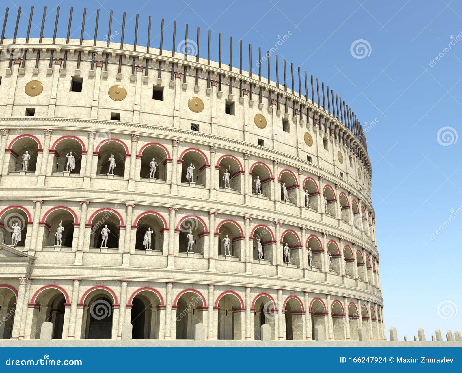 Coliseum Amphitheater in Rome Reconstruction 3d Illustration Stock ...