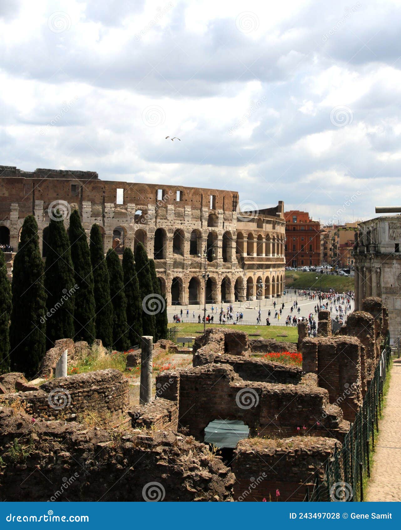 The Coliseum is in the Background of this Scene. Stock Photo - Image of ...