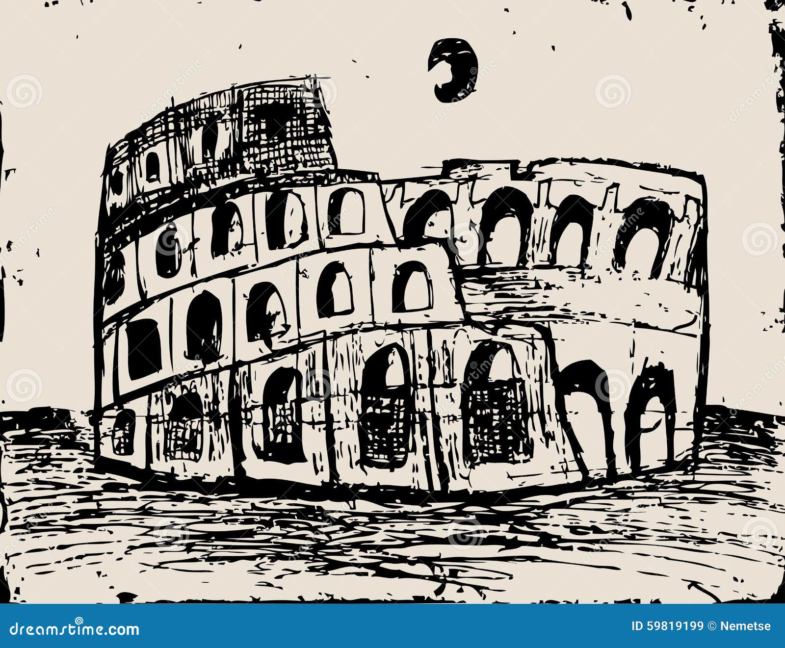 Coliseum doodle stock vector. Illustration of ancient - 59819199