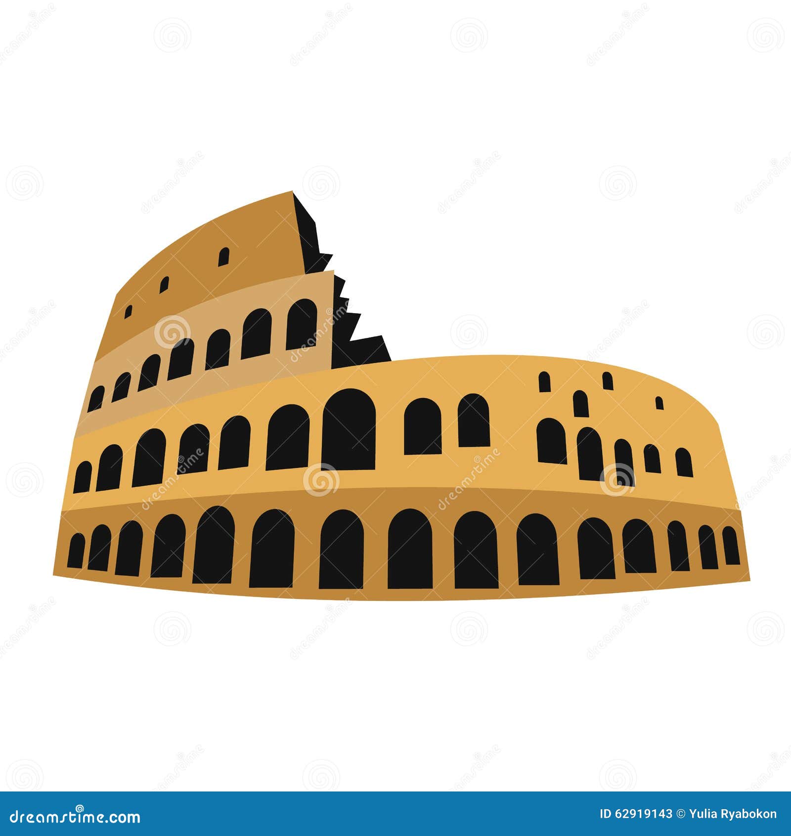 Coliseum in flat stock vector. Illustration of culture - 62919143
