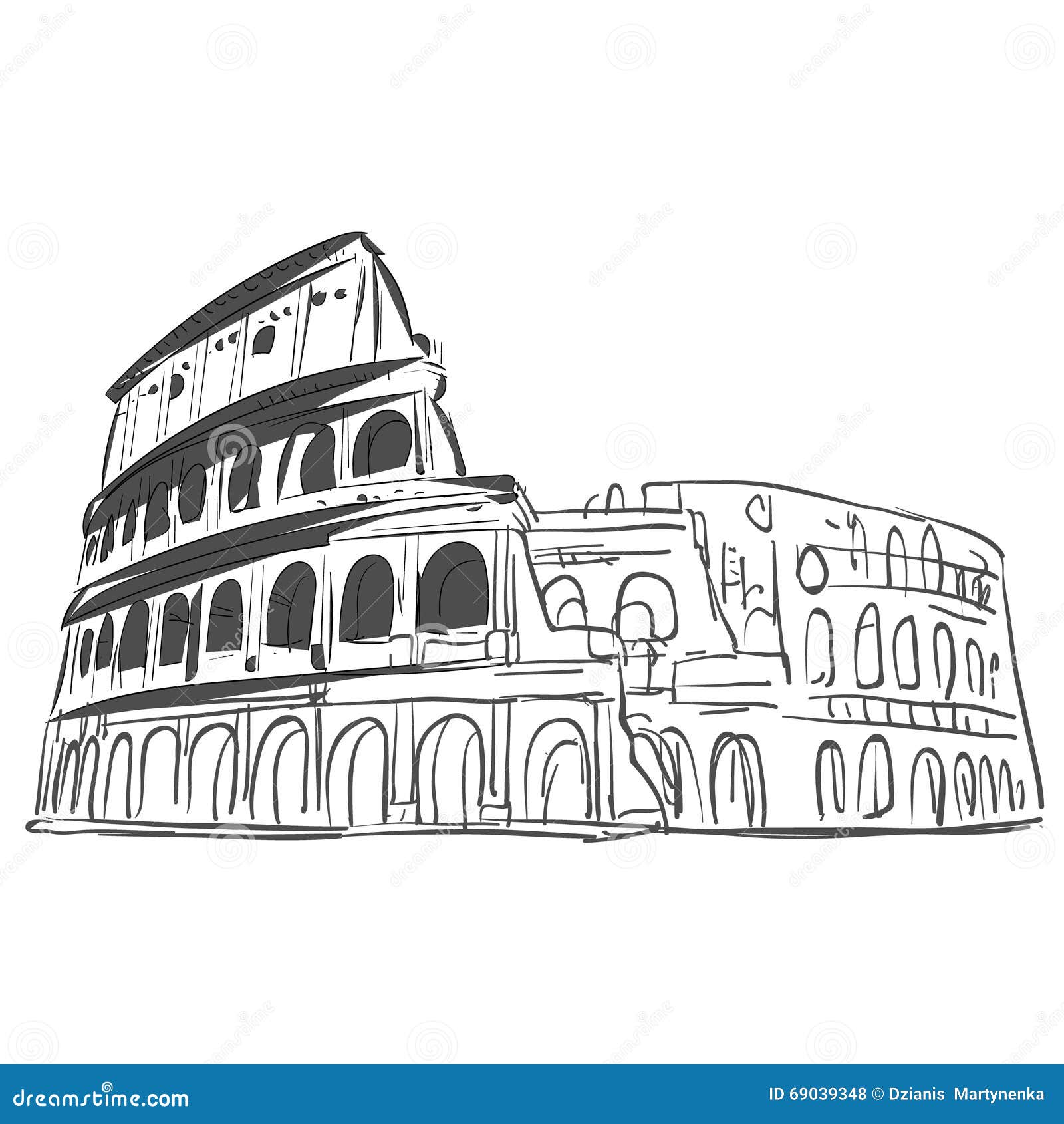 Coliseum hand drawn sketch stock vector. Illustration of design - 69039348