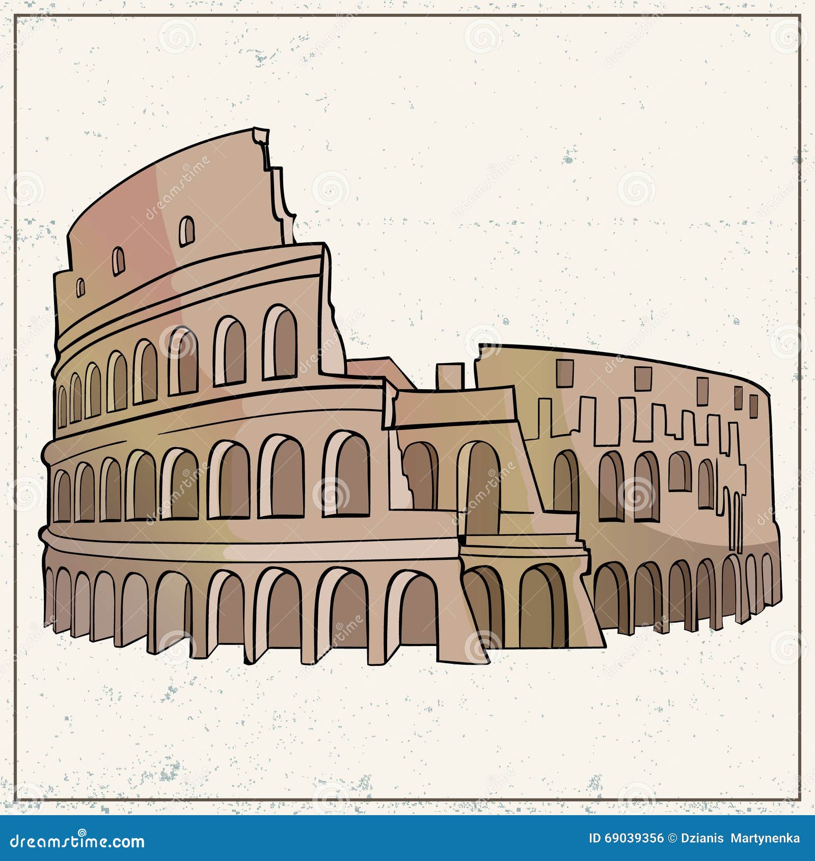 Coliseum hand drawn vector stock vector. Illustration of black - 69039356