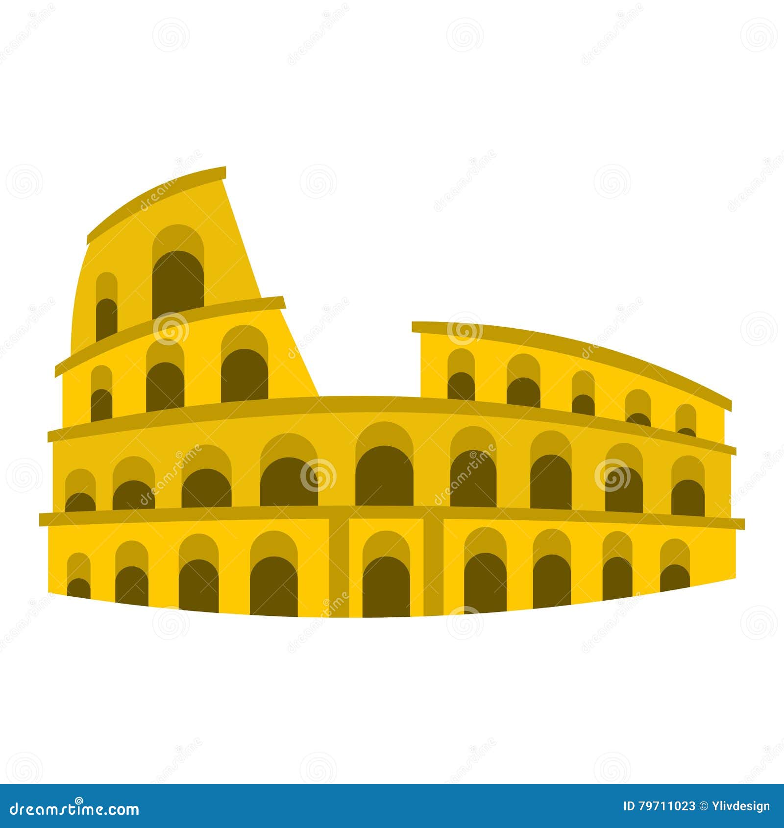 Coliseum icon, flat style stock vector. Illustration of city - 79711023