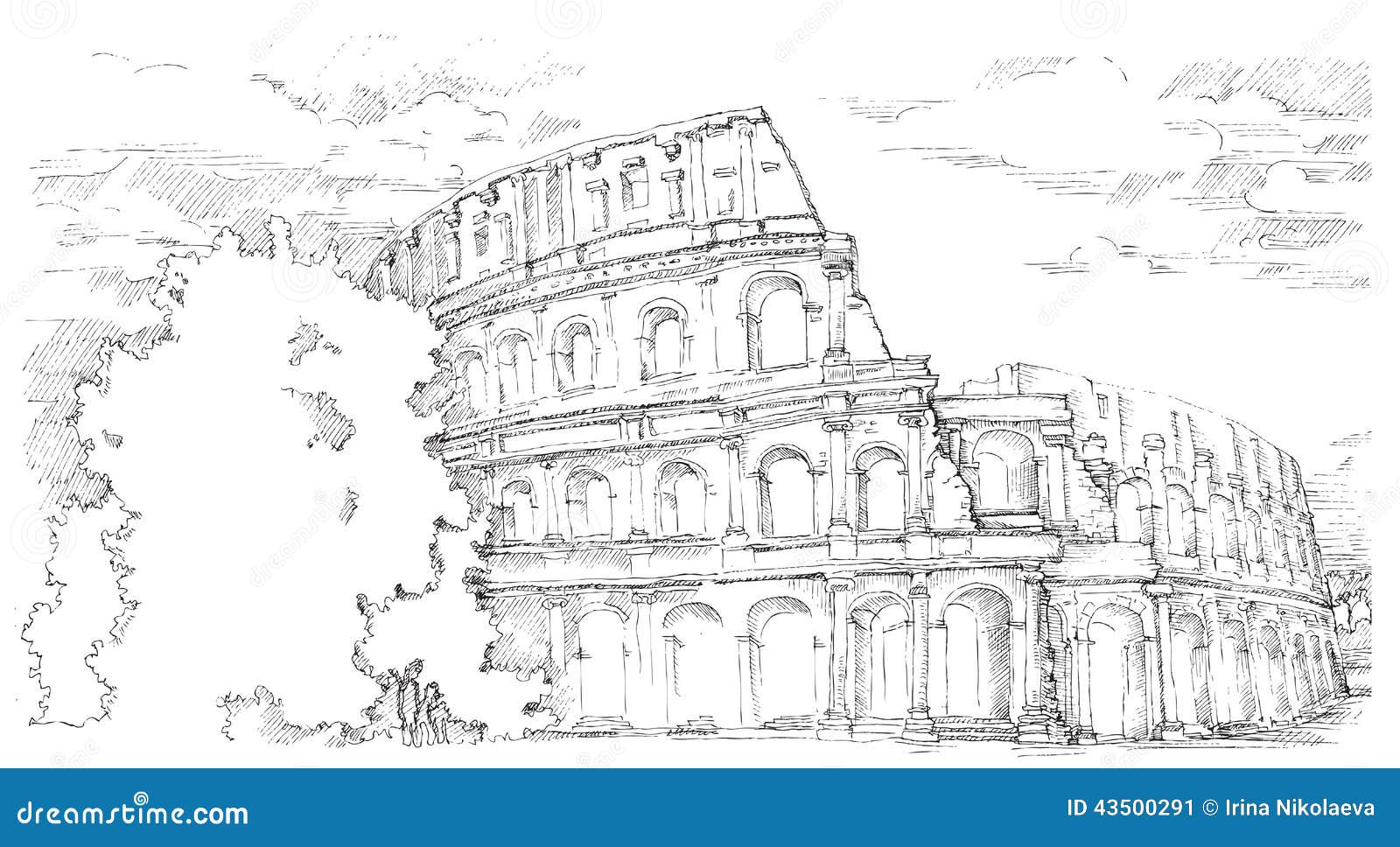 Coliseum, Italy stock vector. Illustration of hand, coliseum - 43500291