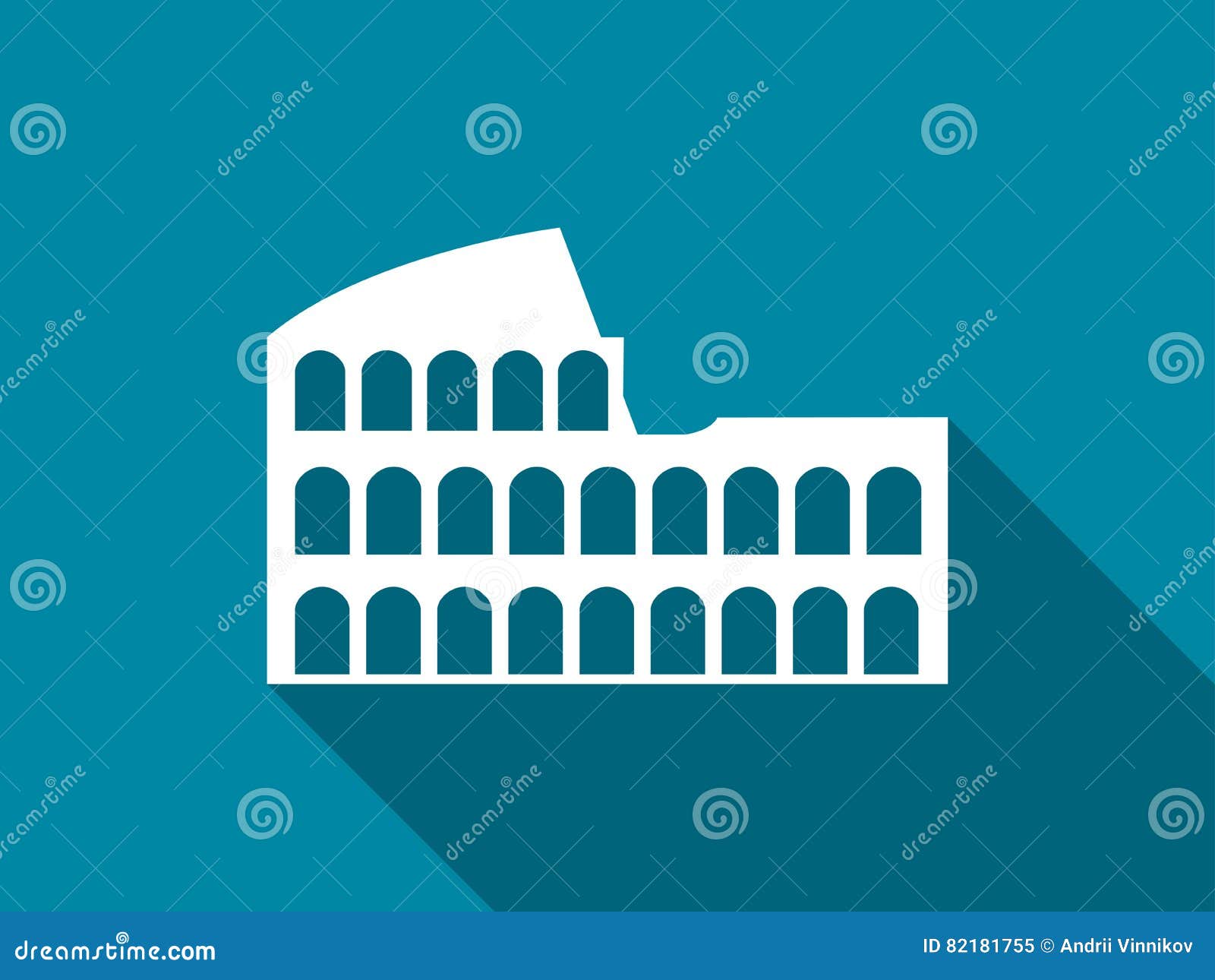 Coliseum with a Long Shadow. Flat Icon Stock Vector - Illustration of artwork, isolated: 82181755