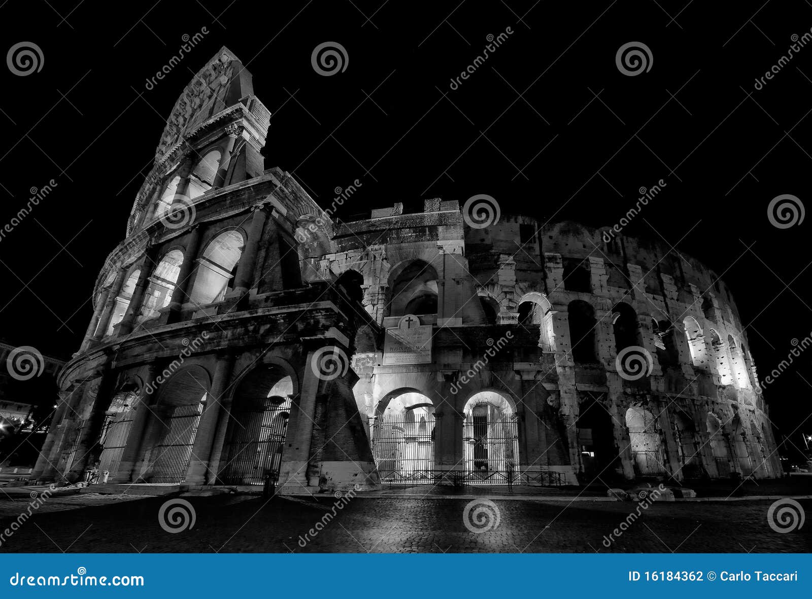 Coliseum at night stock photo. Image of italy, building - 16184362