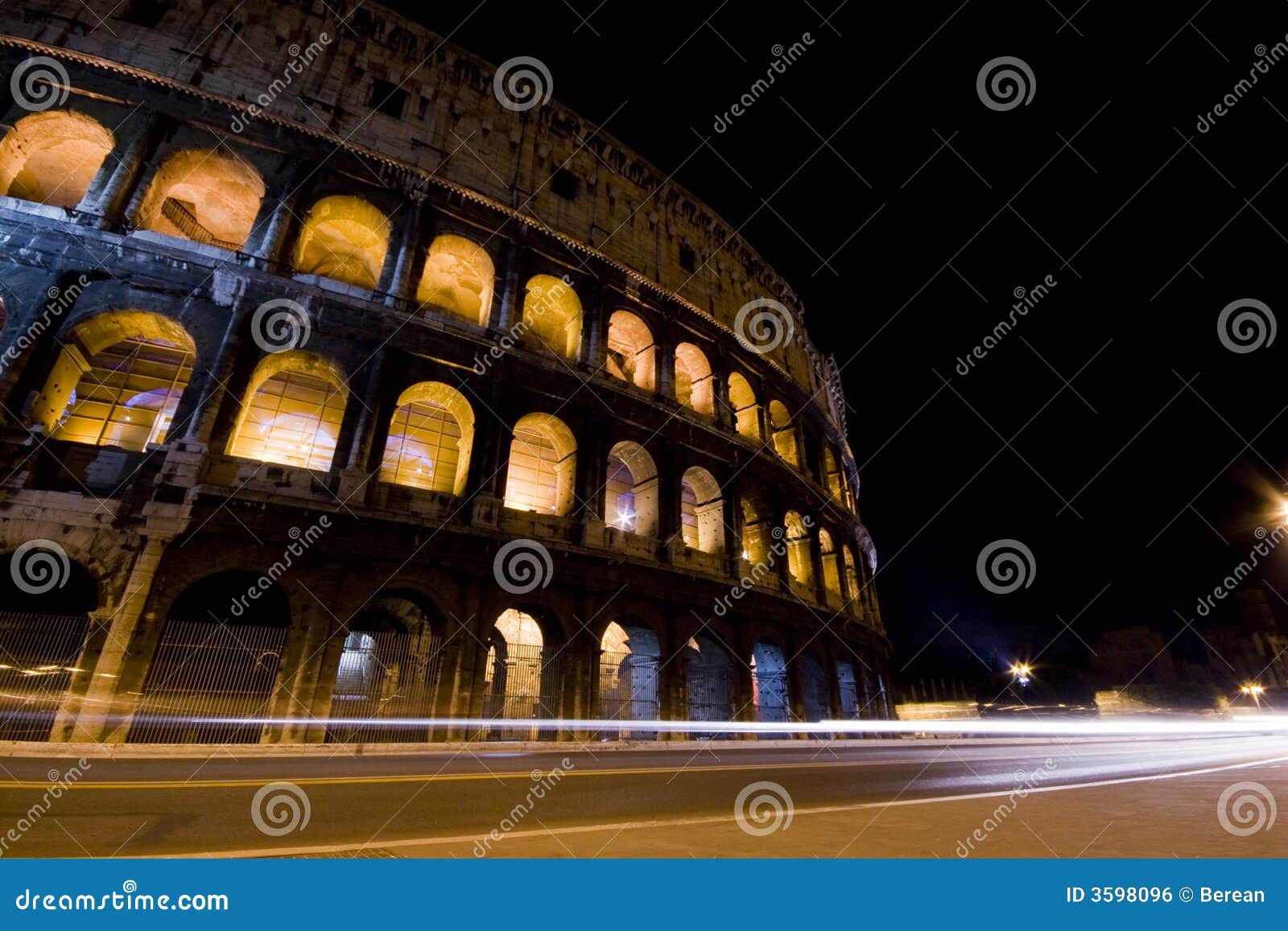 Coliseum at night stock photo. Image of roman, italy, empire - 3598096