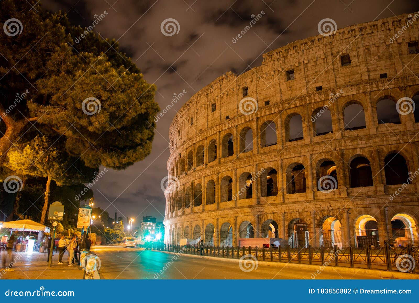 Coliseum at Night with Multi-colored Illumination Editorial Photography ...