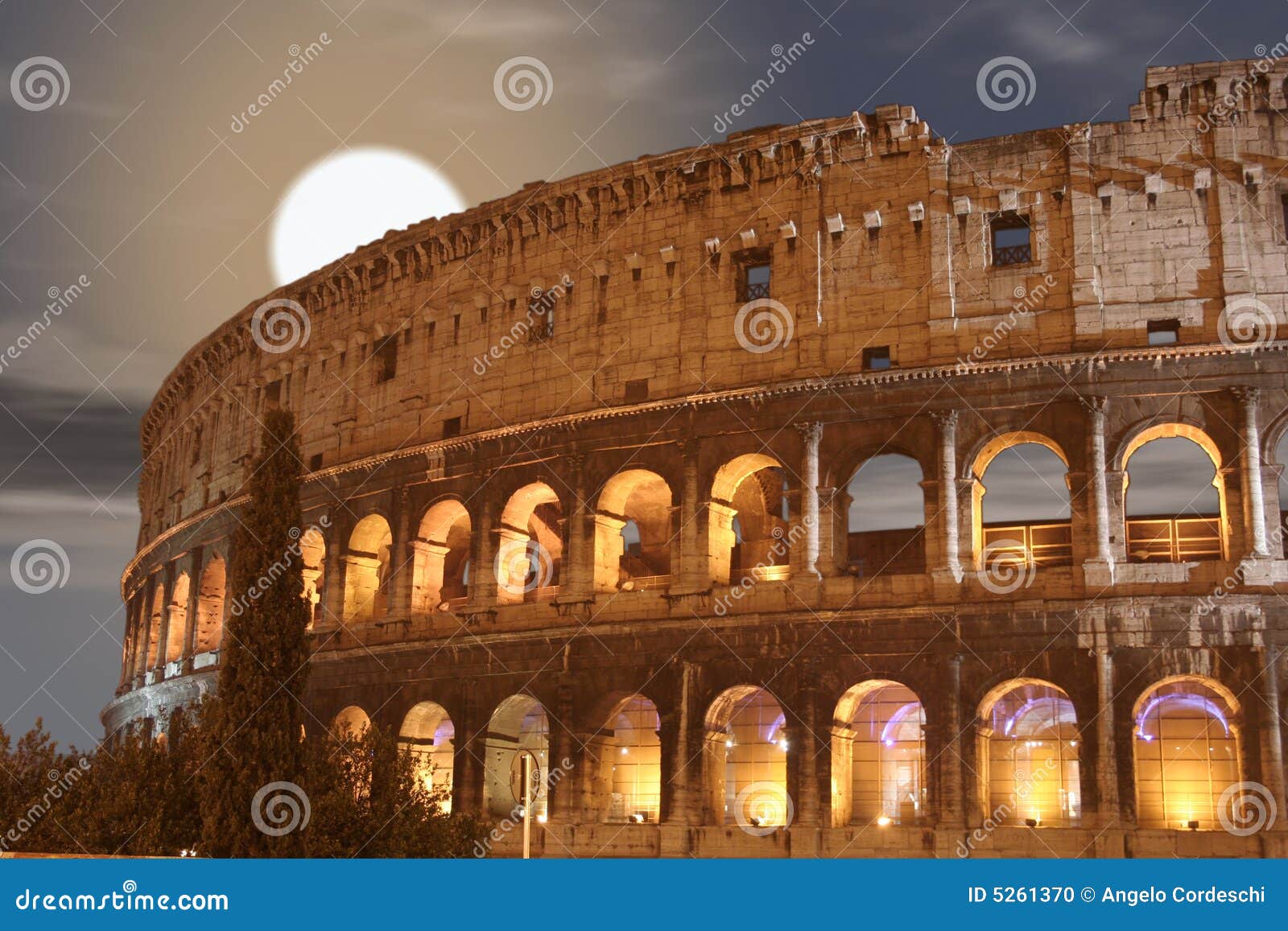 Coliseum Night Moon (Colosseo - Rome - Italy) Stock Photo - Image of ...