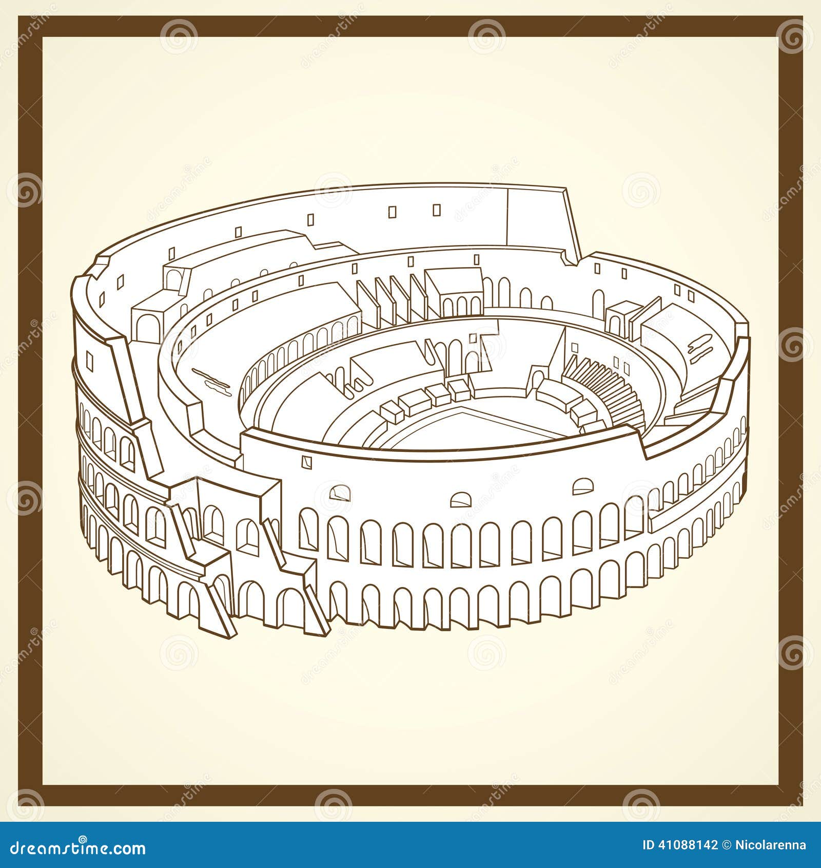 Coliseum postcard stock vector. Illustration of classic - 41088142