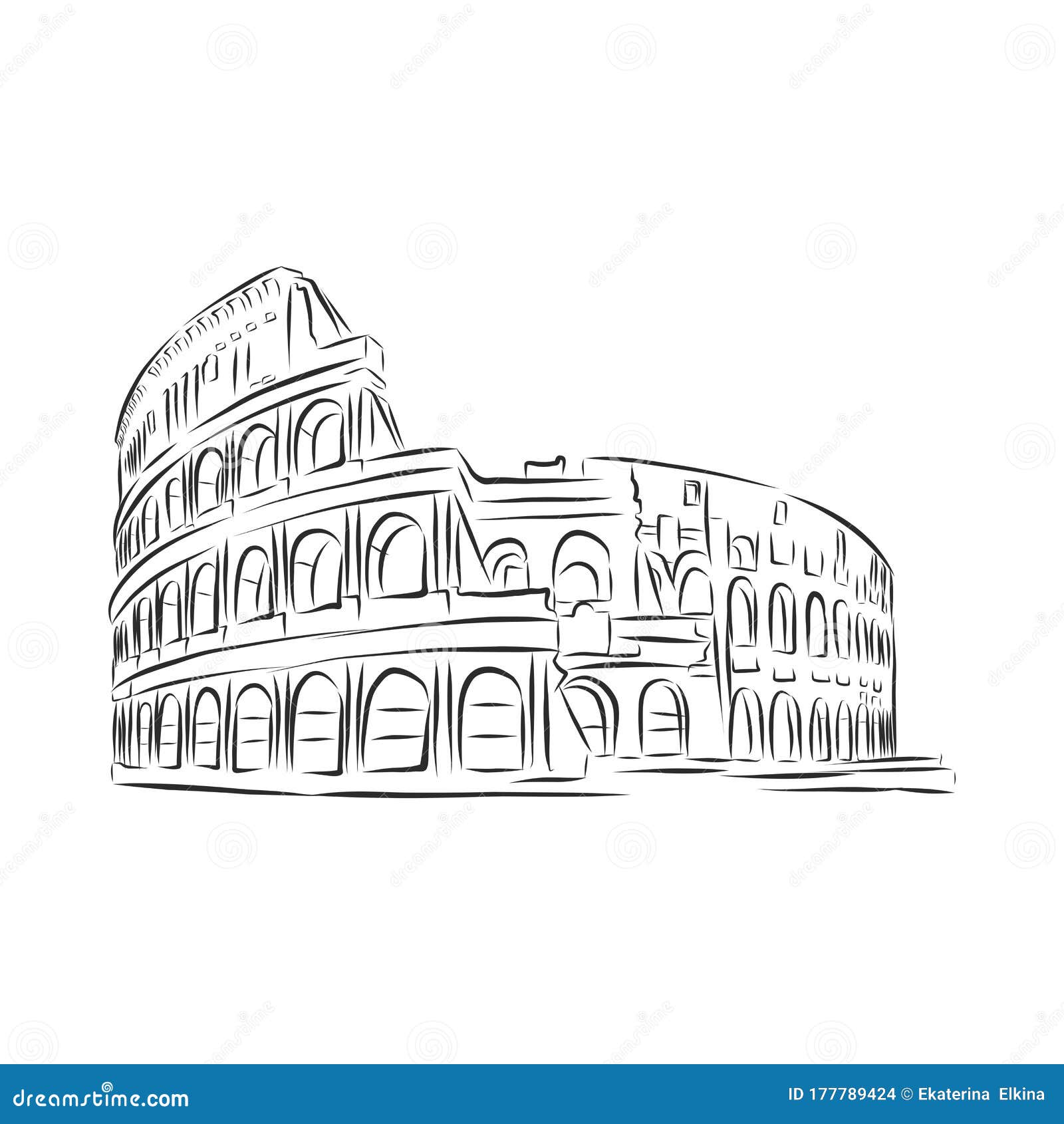 Coliseum in Rome Hand Drawn . Vector Illustration Isolated. Sketch ...