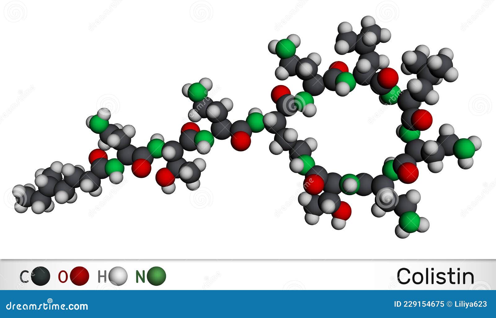 Colistin Antibiotic Drug Molecule. Skeletal Formula. Chemical Structure ...
