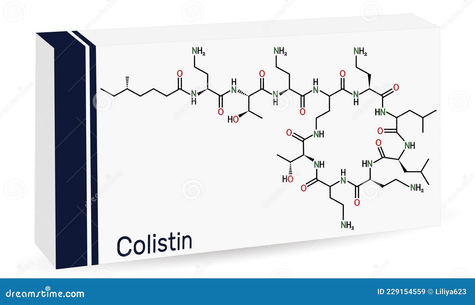 Colistin Antibiotic Drug Molecule. Skeletal Formula. Chemical Structure ...