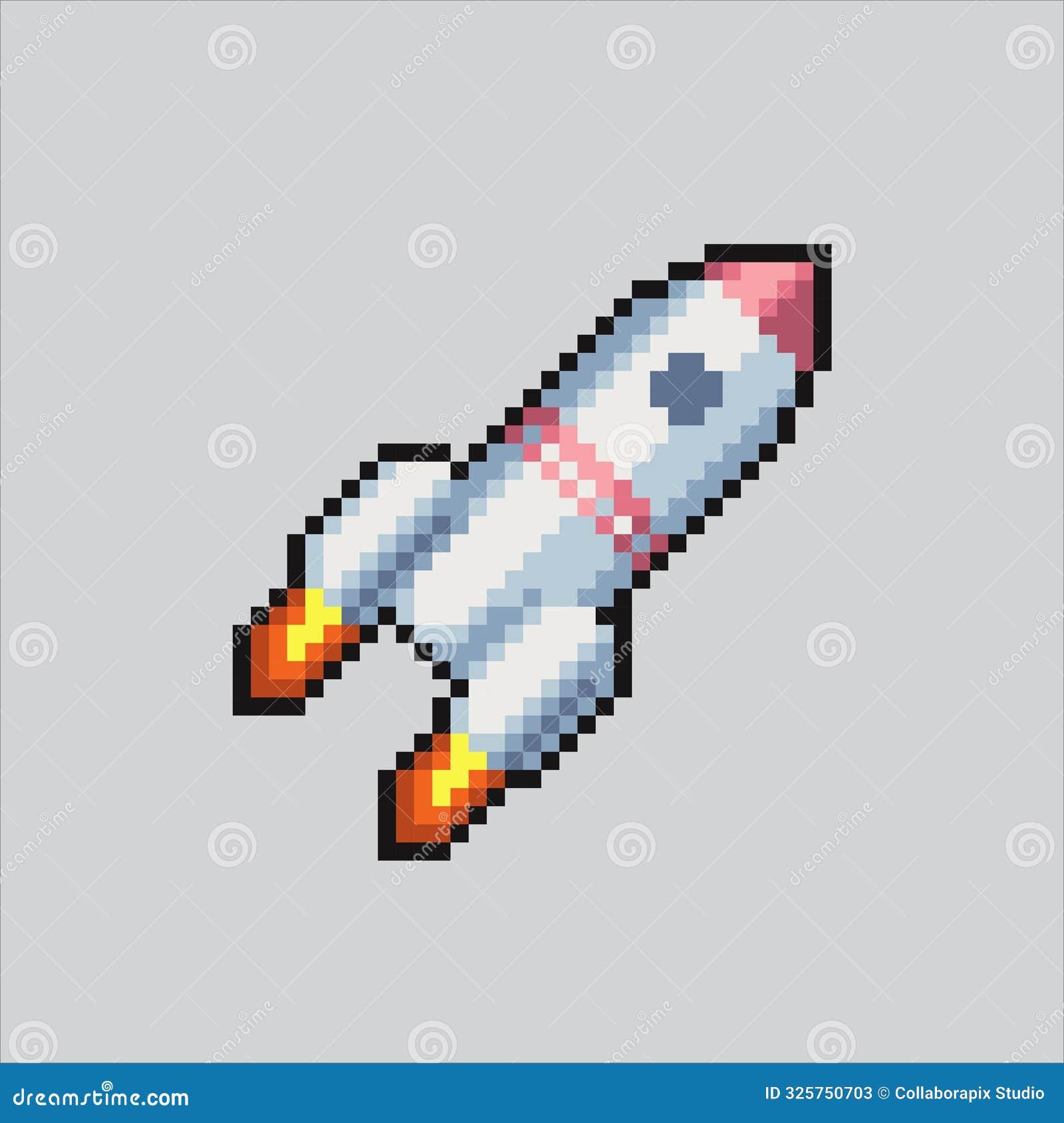 Pixel Art Rocket Illustration Vector for Game Design Stock Illustration ...