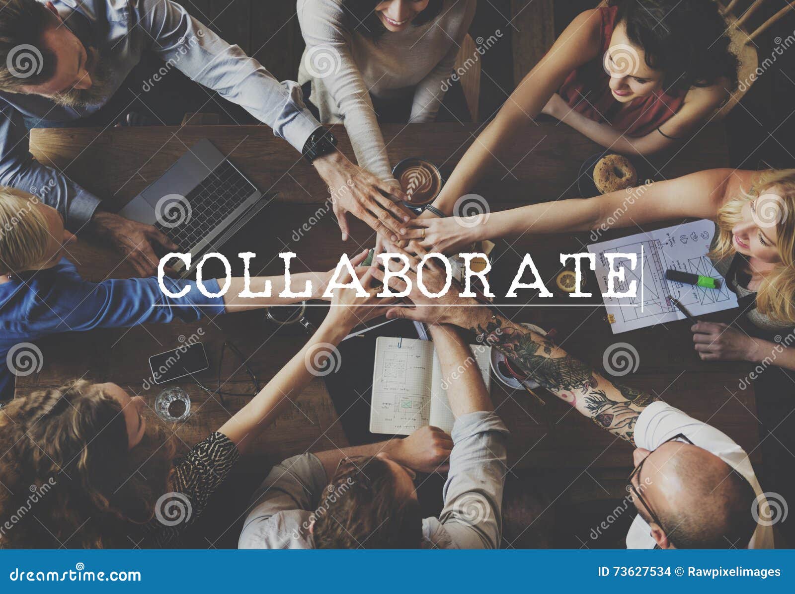 Collaborate Collaboration Cooperation Support Teamwork Concept Stock ...