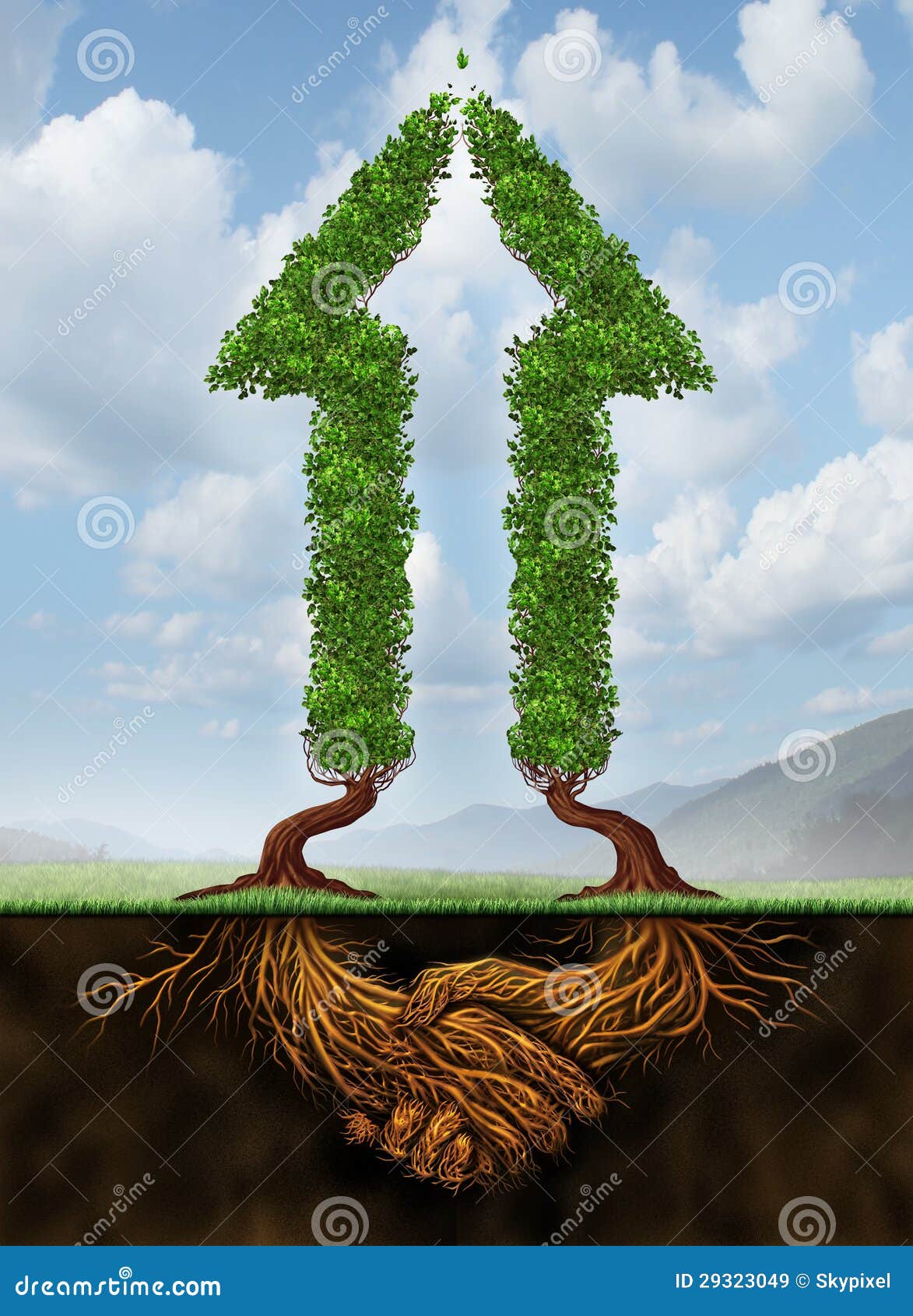 Collaborating for Growth stock illustration. Illustration of connection ...