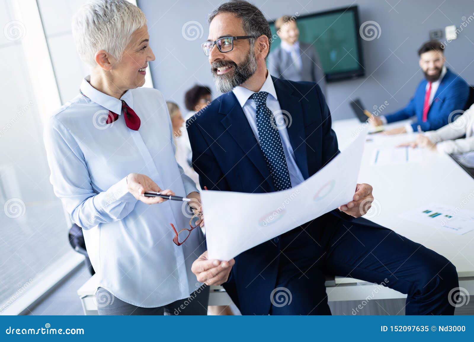 Collaboration and Analysis by Business People Working in Office Stock ...