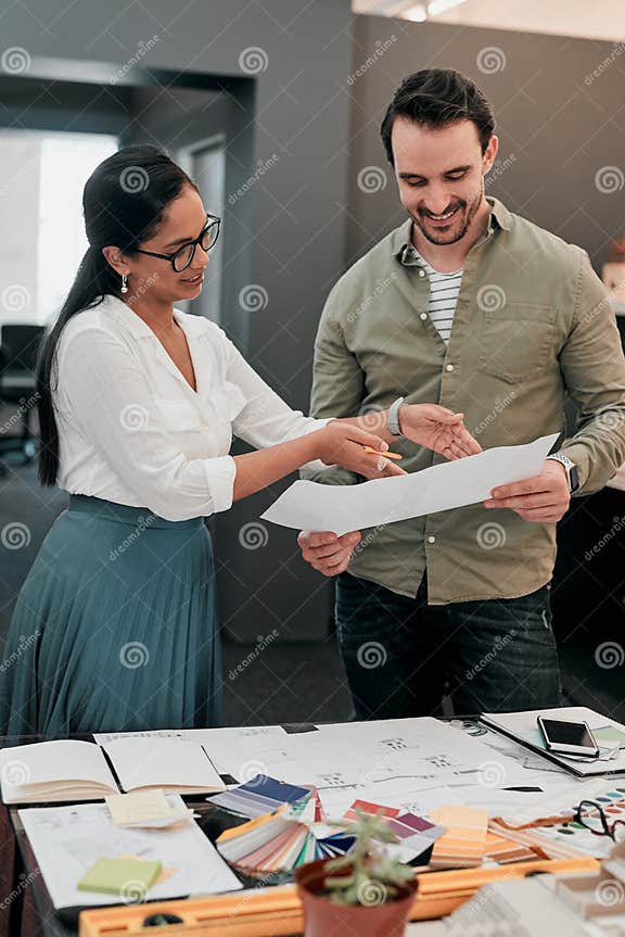 Collaboration, Blueprint and Team of Architects in Office on Site ...