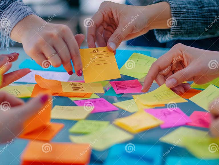 Collaboration and Brainstorming with Sticky Notes. Stock Image - Image ...