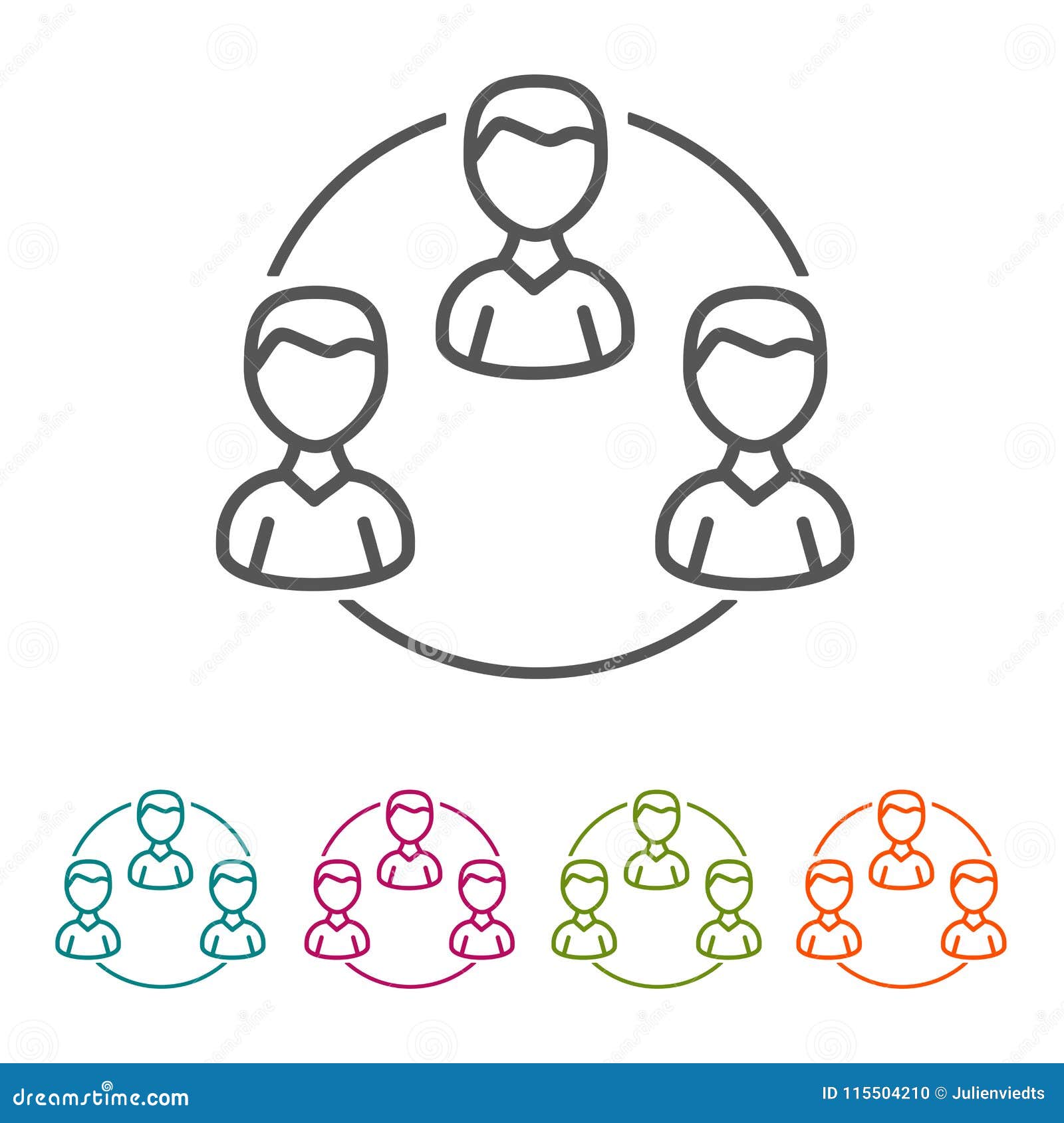 Collaboration Business People Icons in Thin Line Style and Flat Design ...