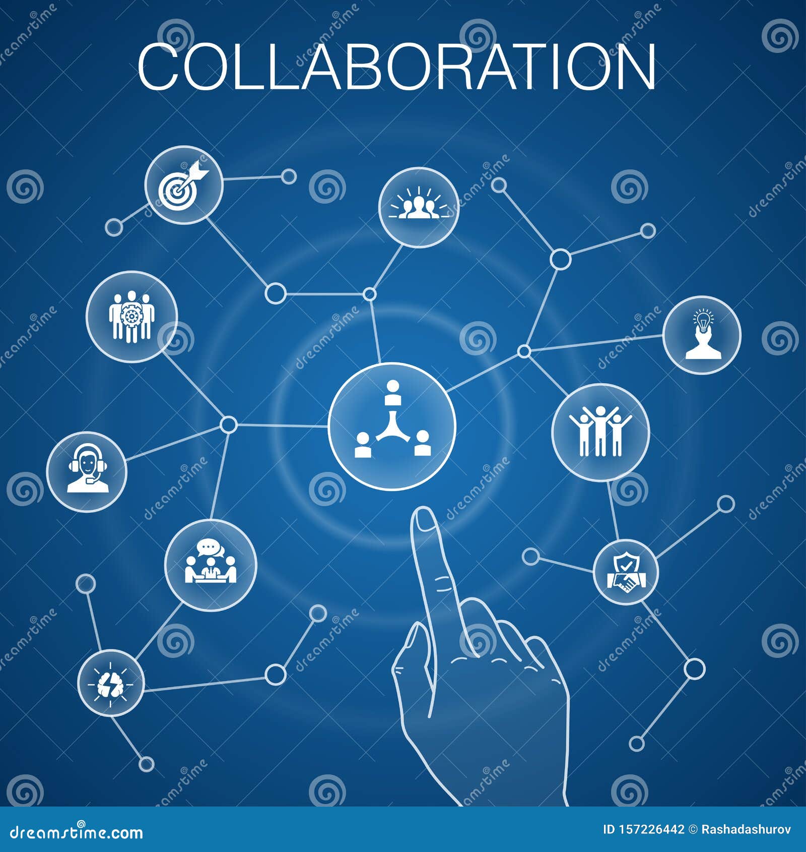 Collaboration Concept Blue Background Stock Vector - Illustration of ...