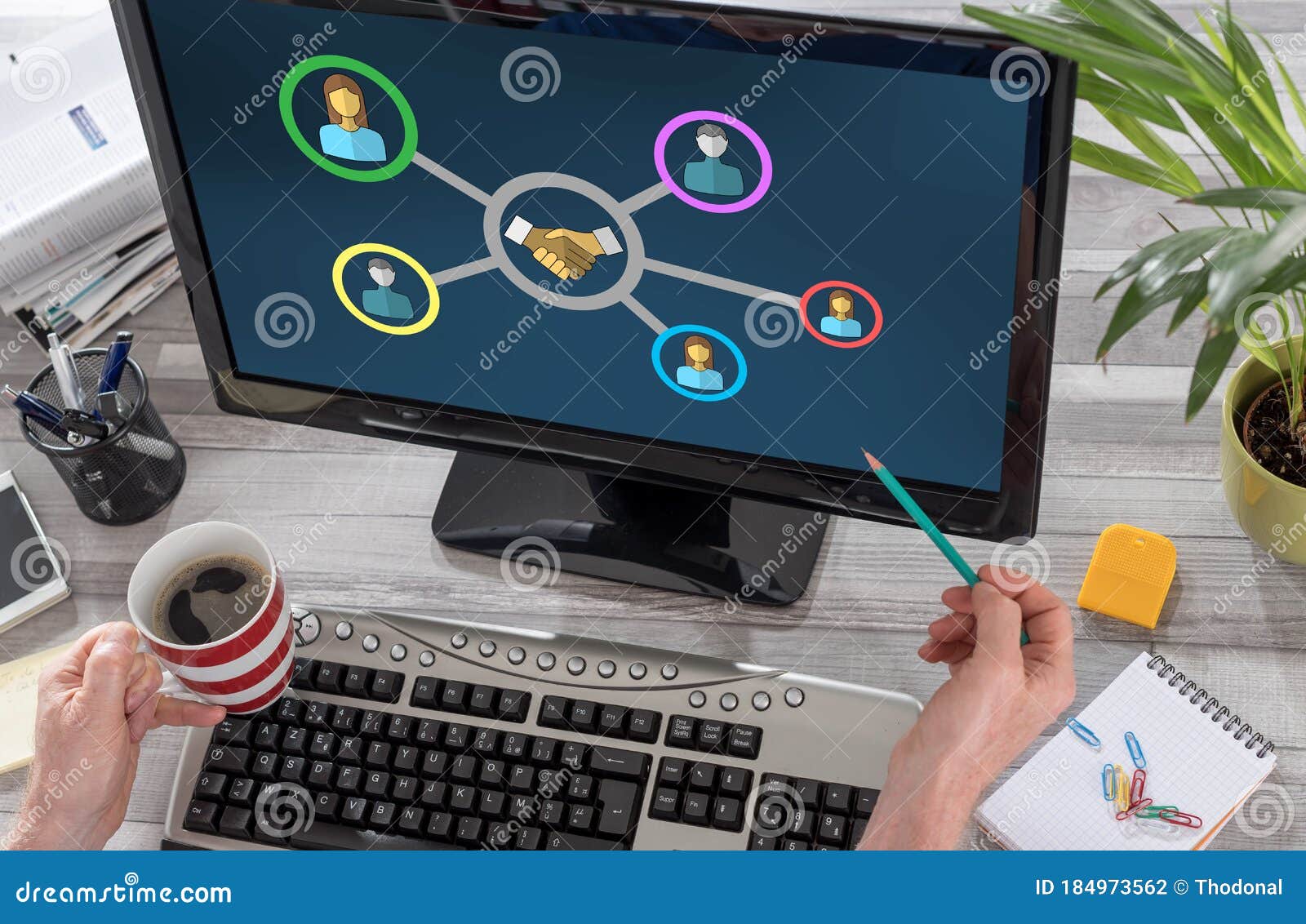 Collaboration Concept on a Computer Stock Photo - Image of concept ...