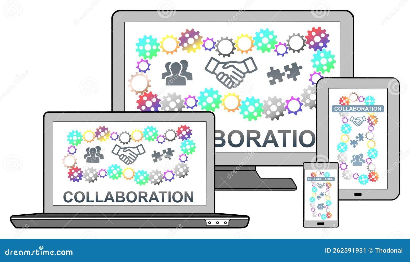 Collaboration Concept on Different Devices Stock Image - Image of trust ...