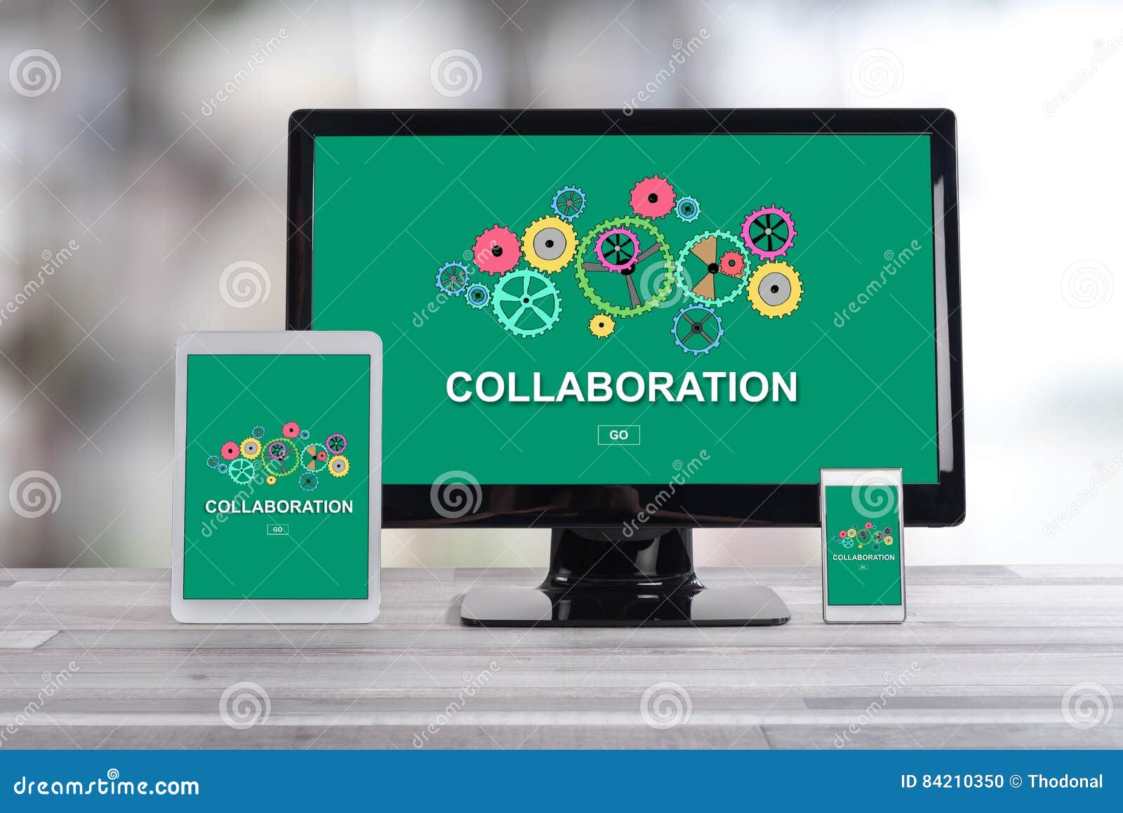 Collaboration Concept on Different Devices Stock Photo - Image of multi ...