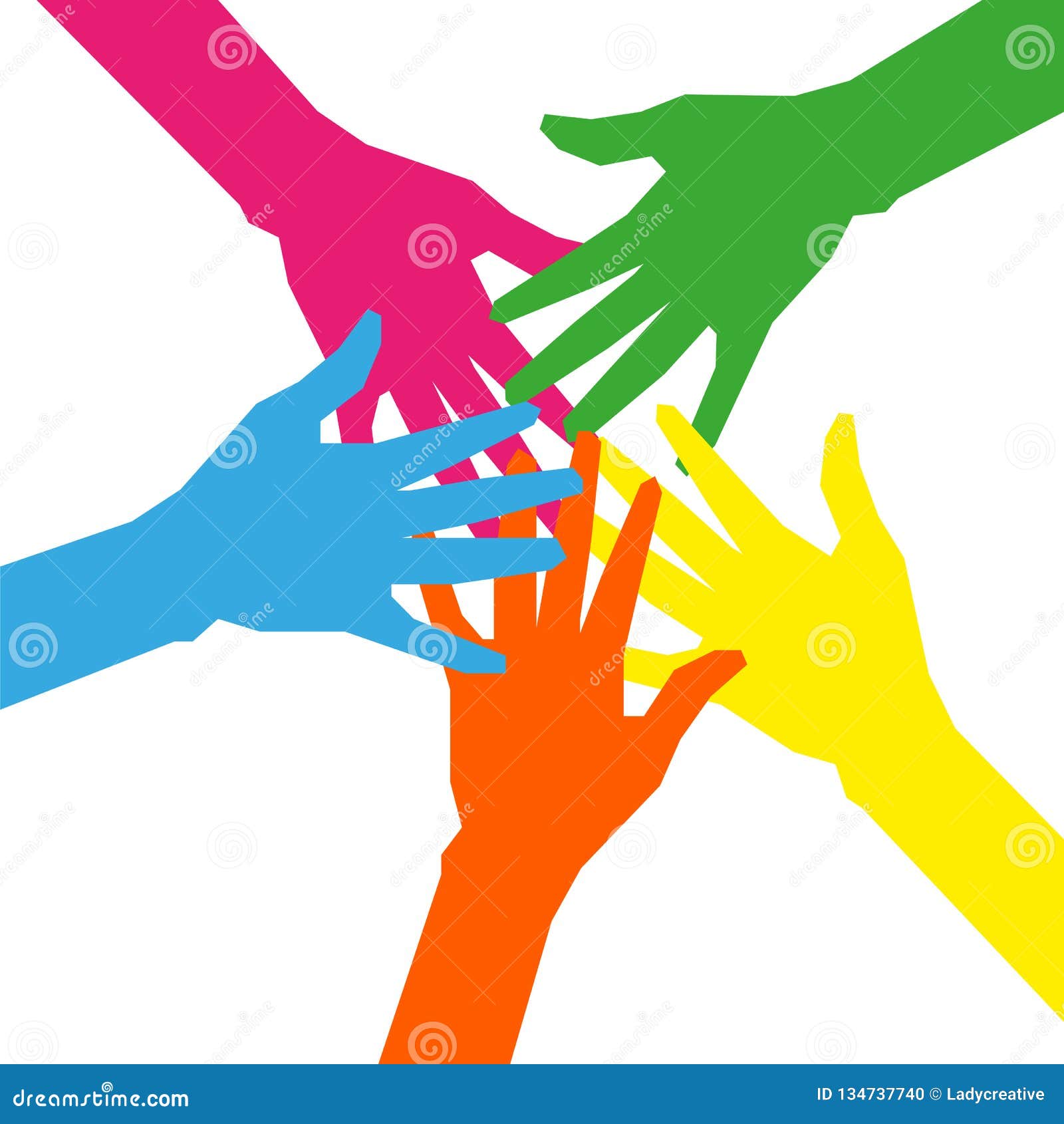 Hands teamwork vector stock vector. Illustration of multicultural ...