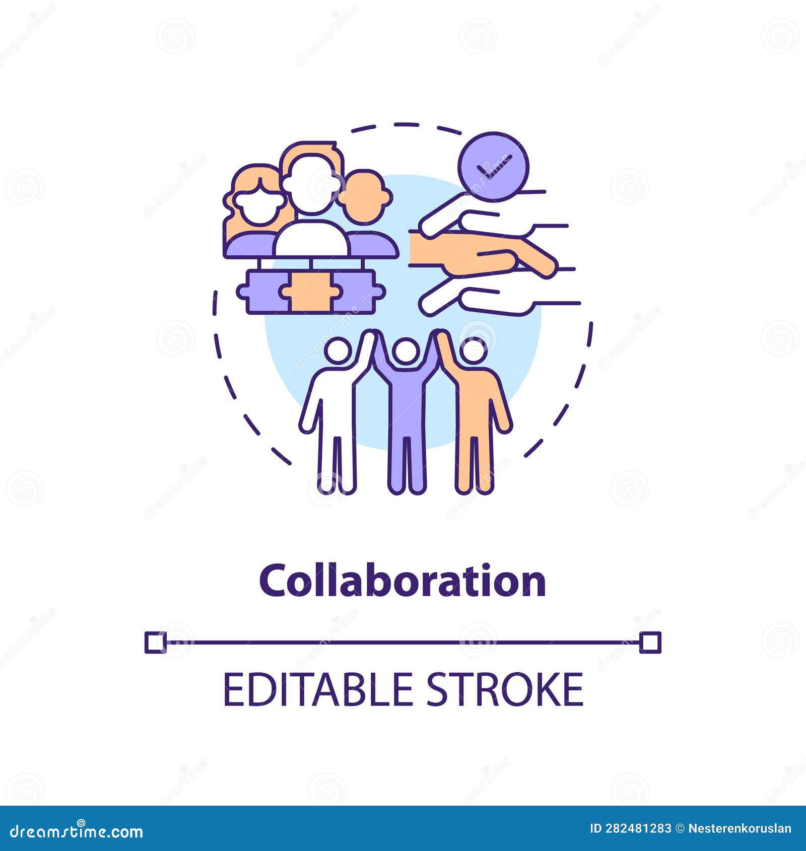 Collaboration concept icon stock vector. Illustration of lineart ...