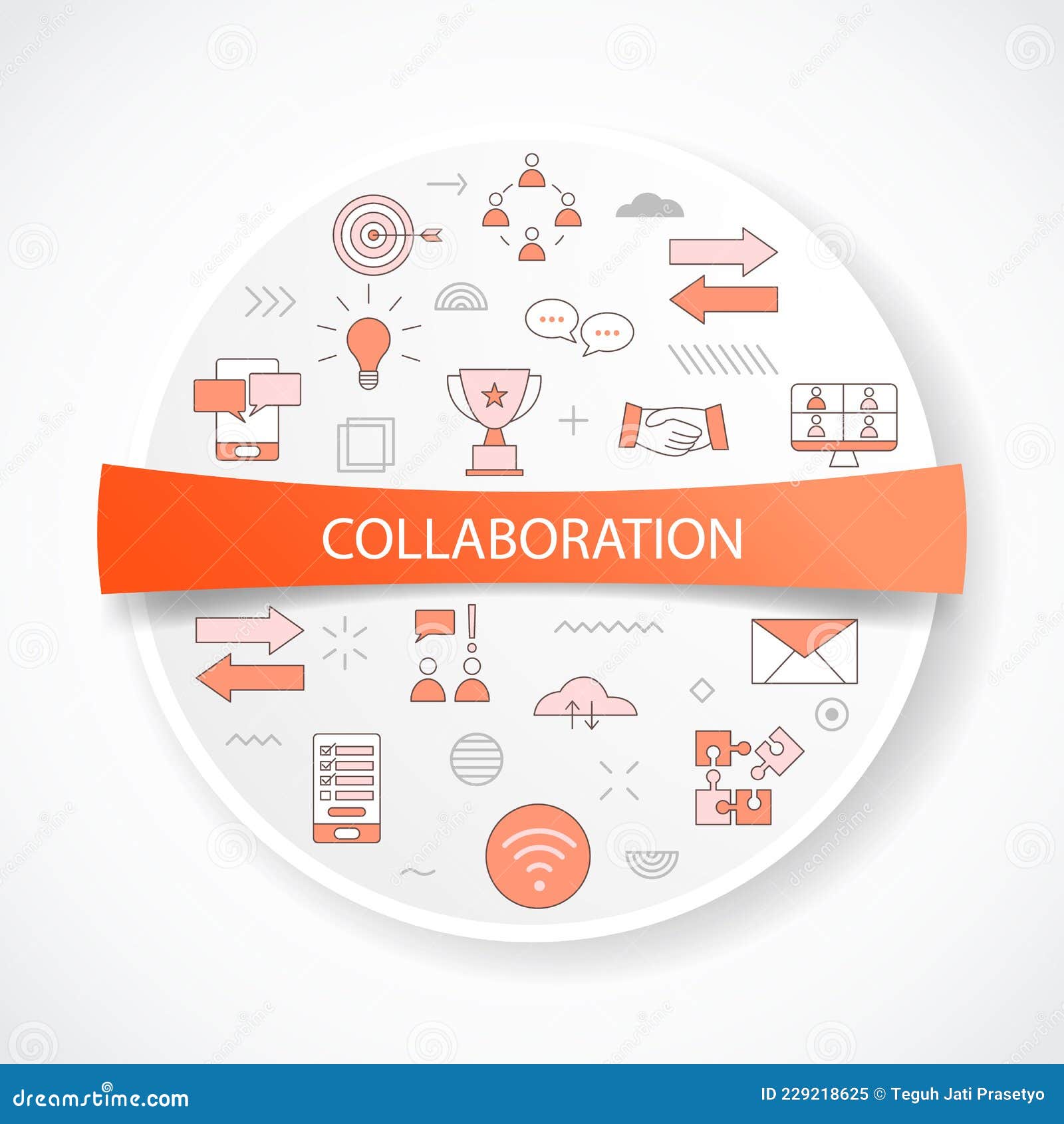 Collaboration Concept with Icon Concept with Round or Circle Shape ...
