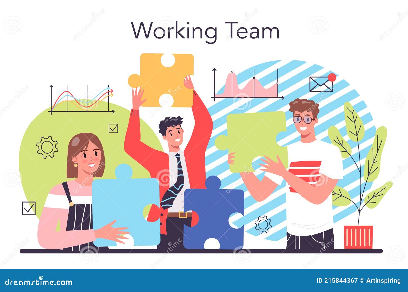 Collaboration Concept. Office Characters Working in Team Stock Vector ...