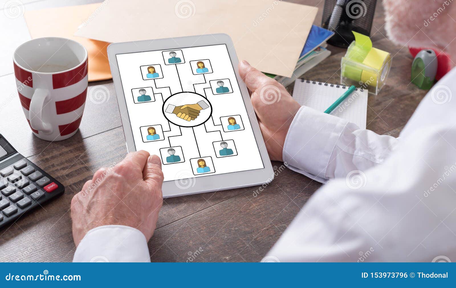 Collaboration Concept on a Tablet Stock Photo - Image of handshake ...