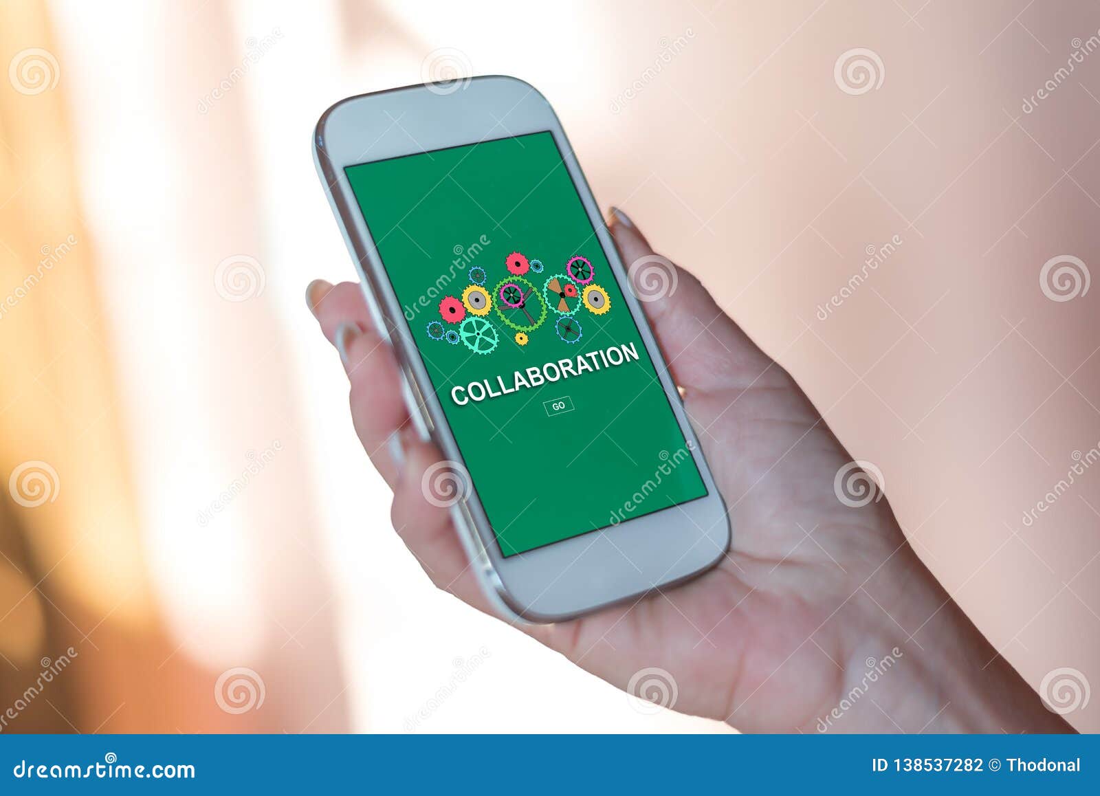 Collaboration Concept on a Smartphone Stock Photo - Image of gear ...