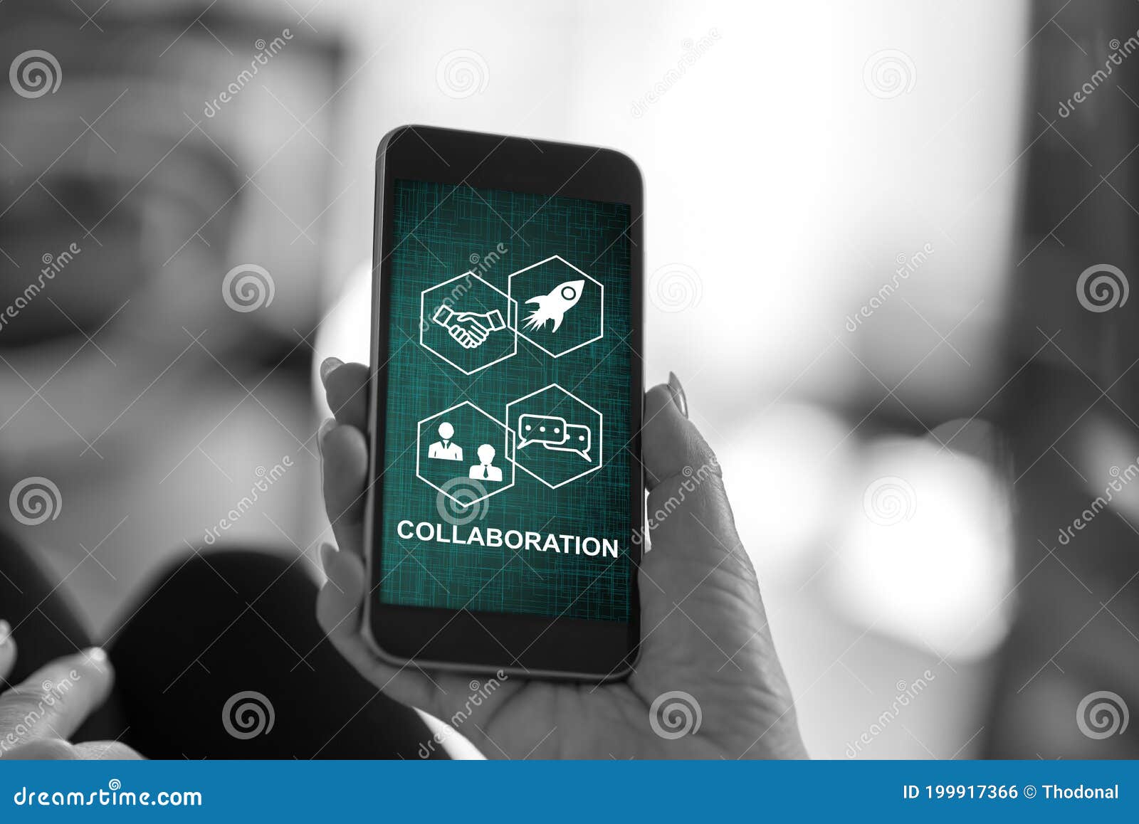 Collaboration Concept on a Smartphone Stock Photo - Image of community ...