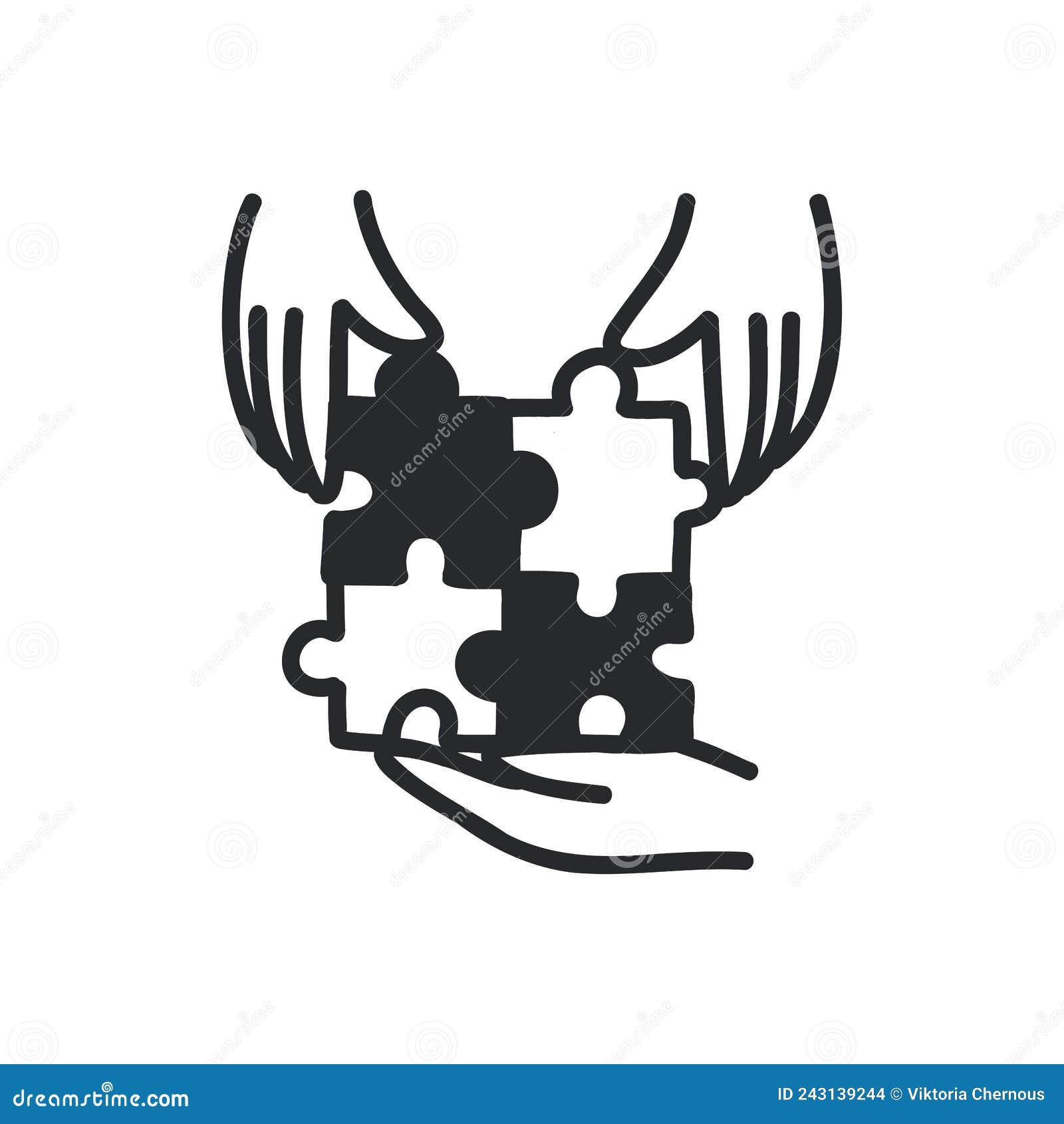 Collaboration, Concept of Teamwork Doodle Icon, Vector Color Line ...