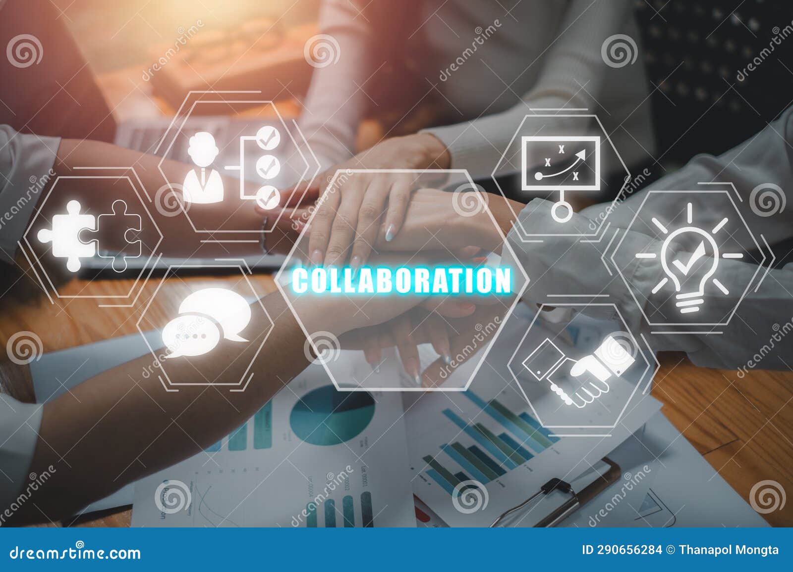 Collaboration Concept, Young Business People Putting Their Hands ...