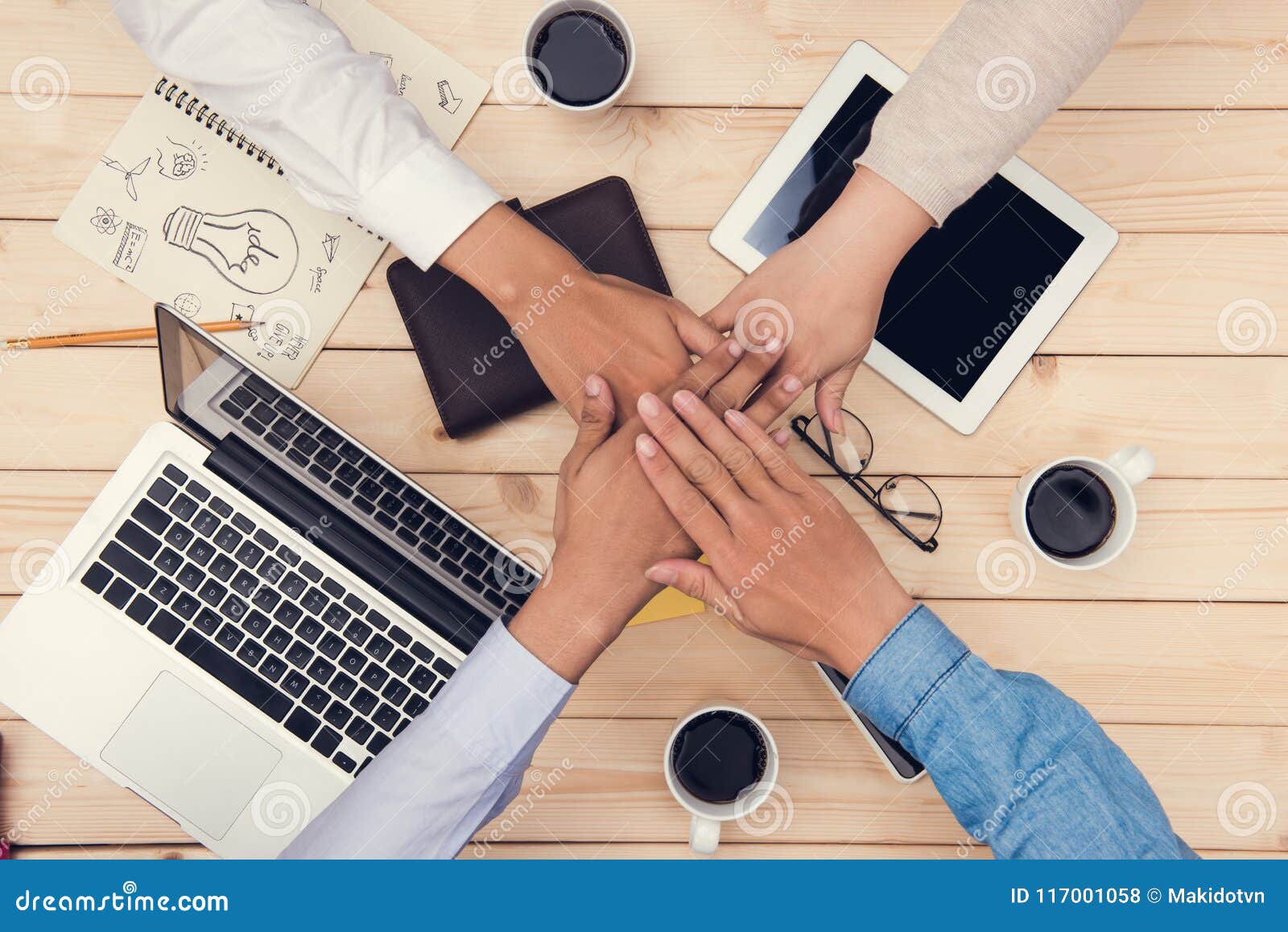 Collaboration Connection Team Brainstorming Inity. Teamwork Stacking ...