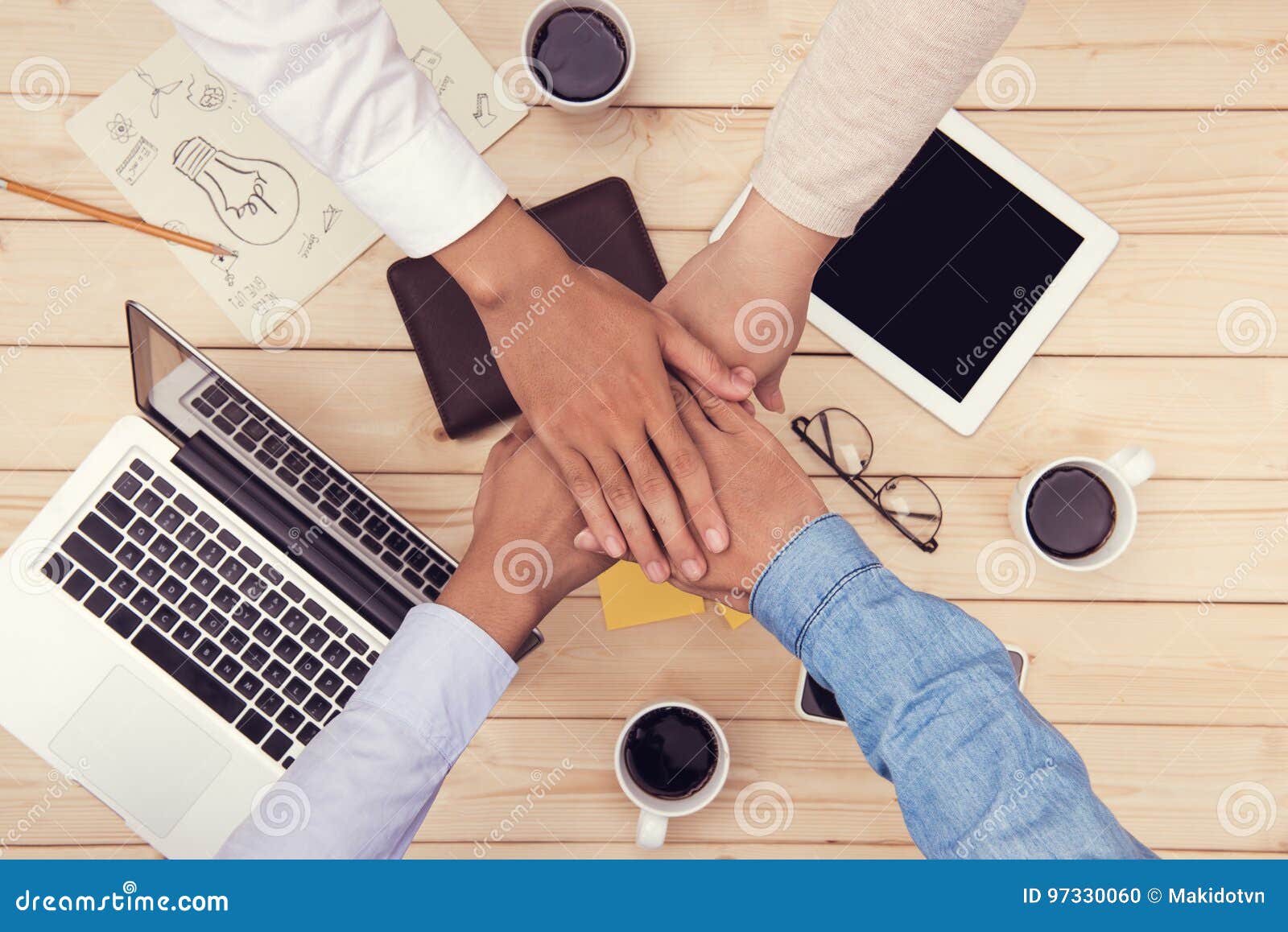 Collaboration Connection Team Brainstorming Inity. Teamwork Stacking ...